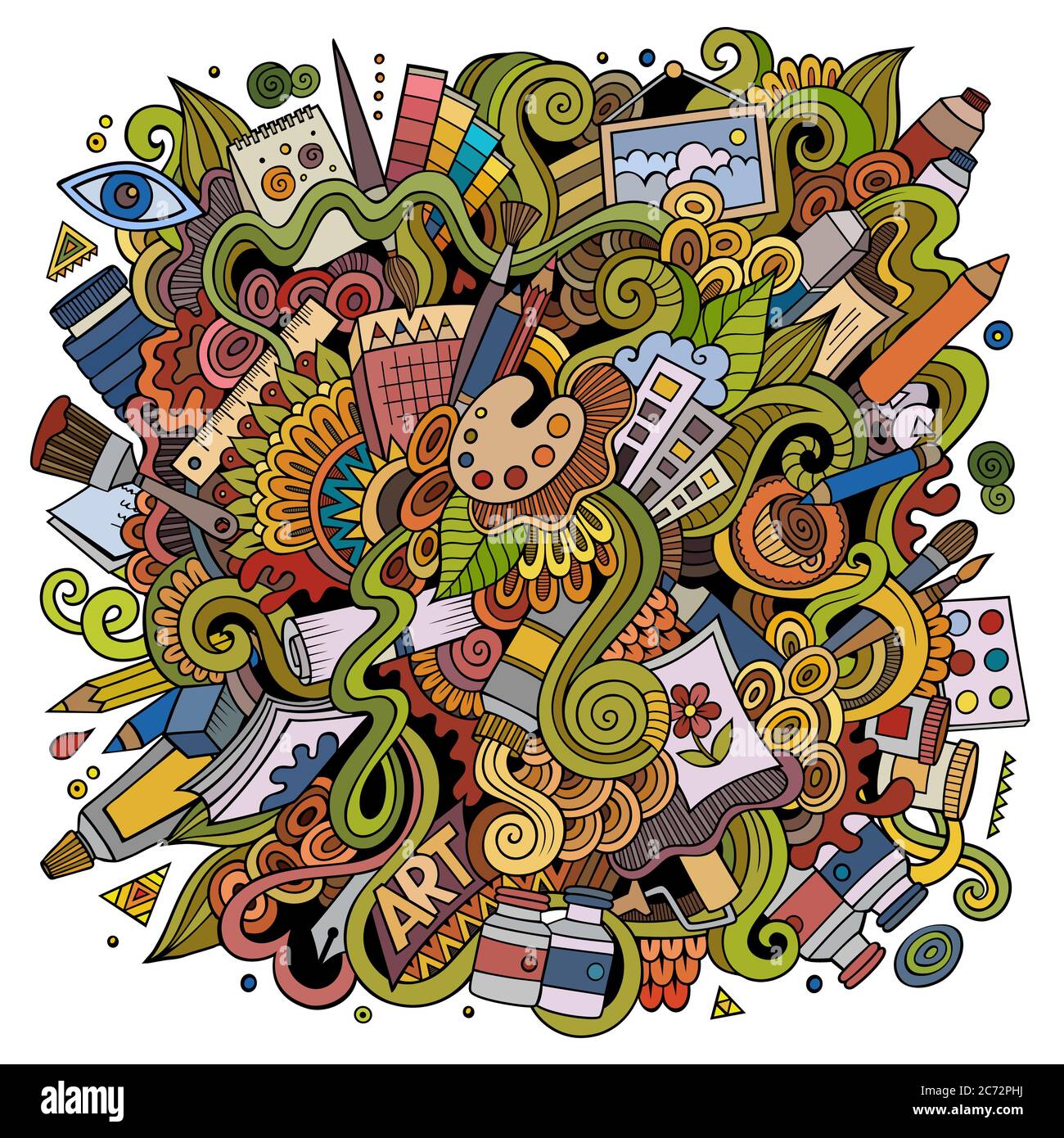 Cartoon cute doodles hand drawn Artistic illustration Stock Vector ...