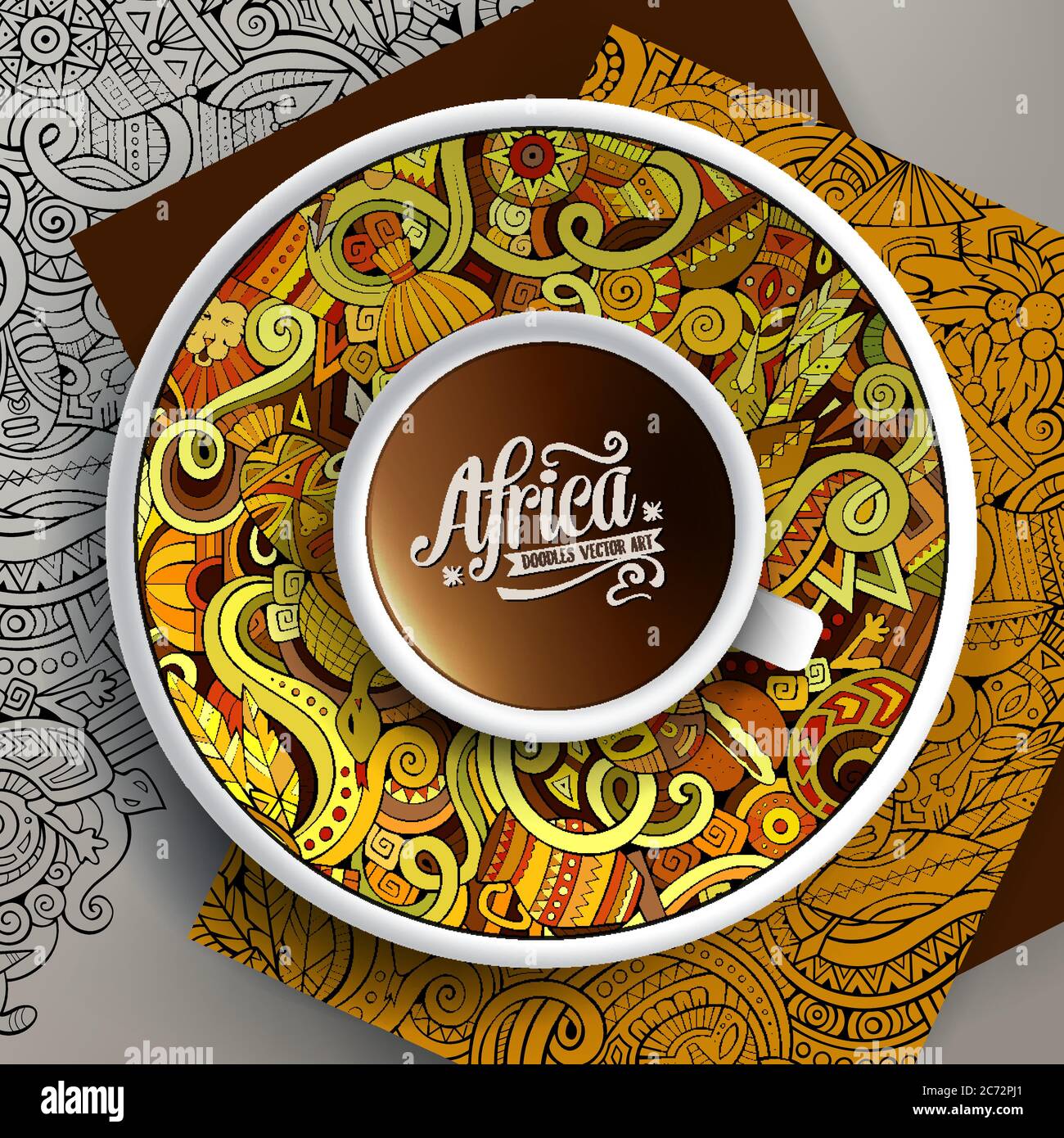 Vector illustration African doodle cup of coffee Stock Vector Image ...
