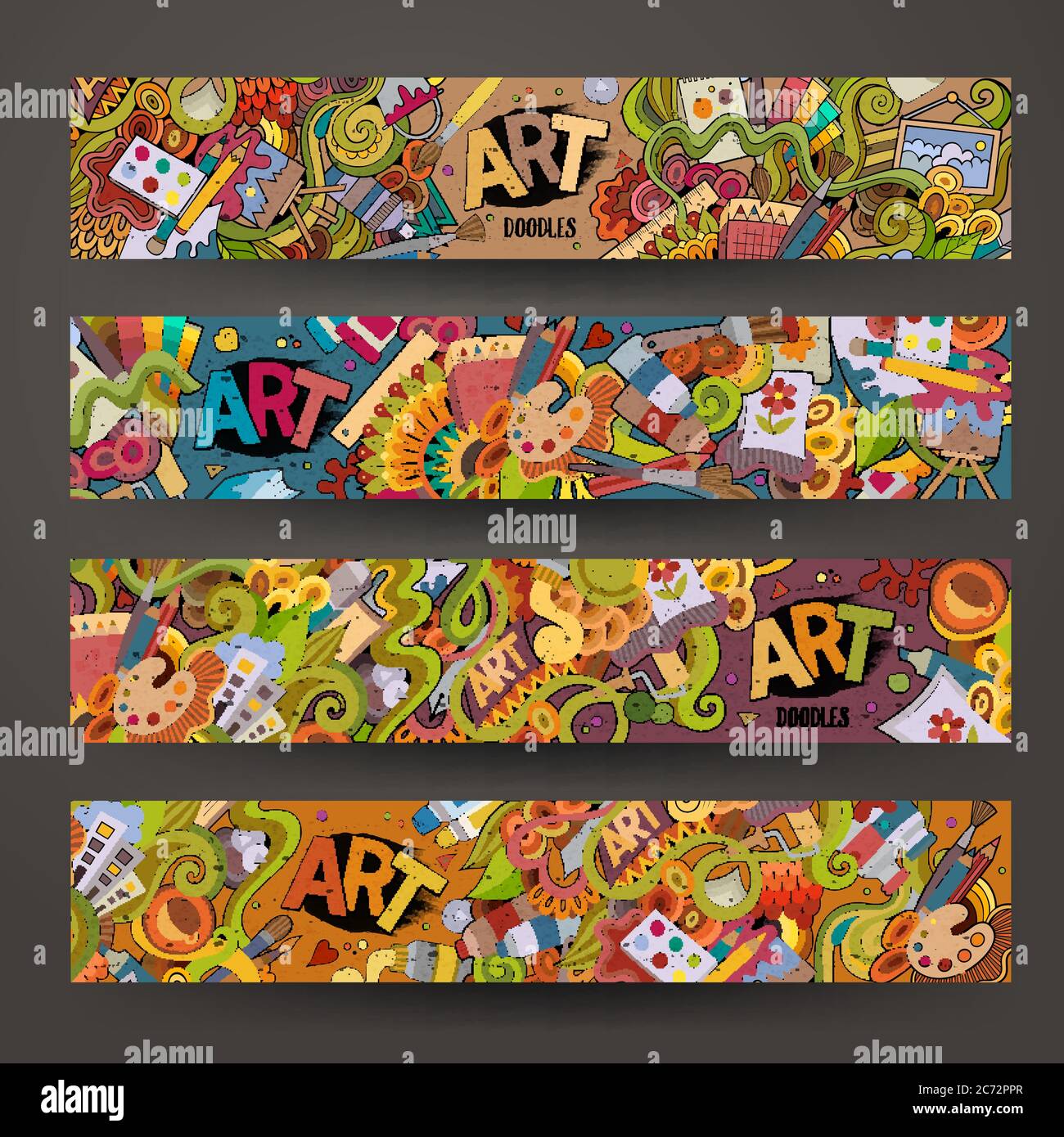 Cartoon vector hand-drawn Doodle on the subject of art and craft Stock ...