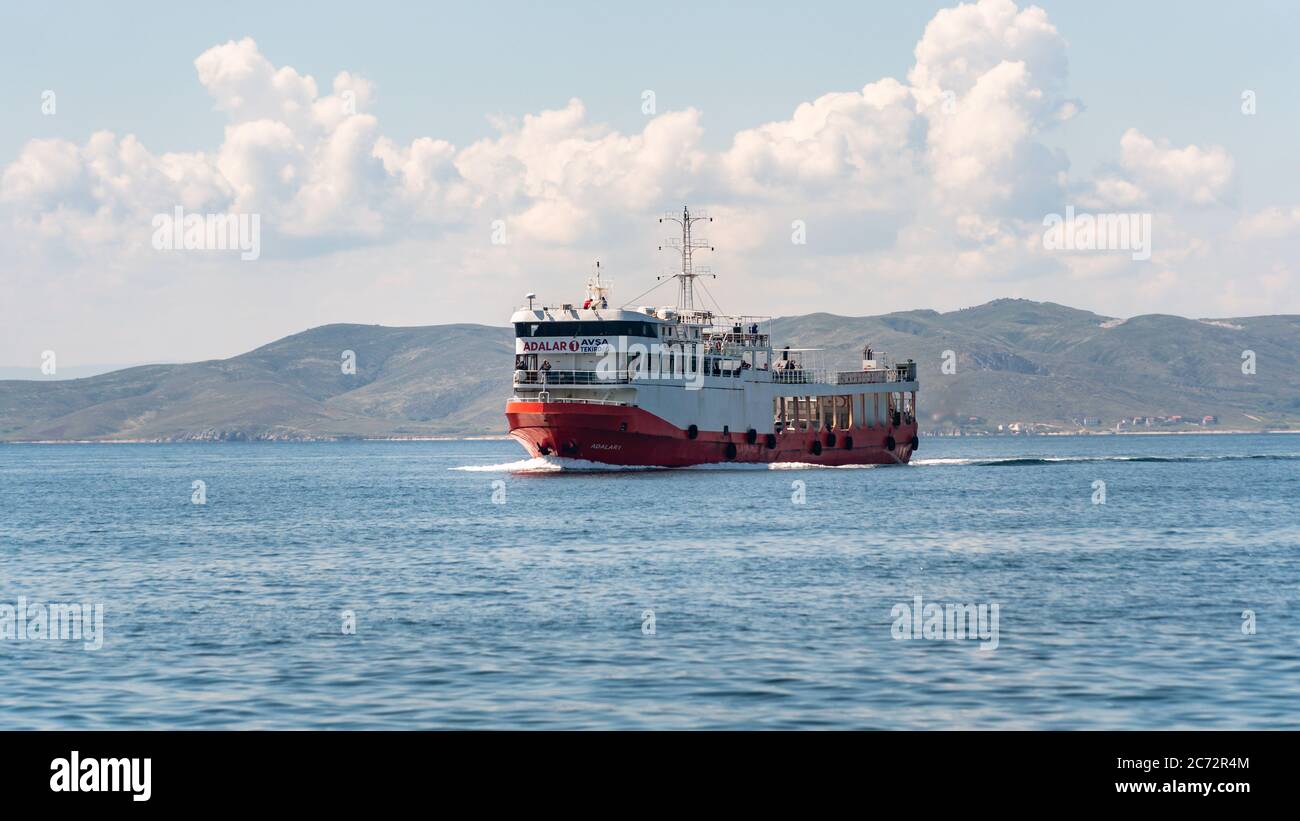 Marmara island, Balikesir - August 2019: Car and passenger ferry from ...