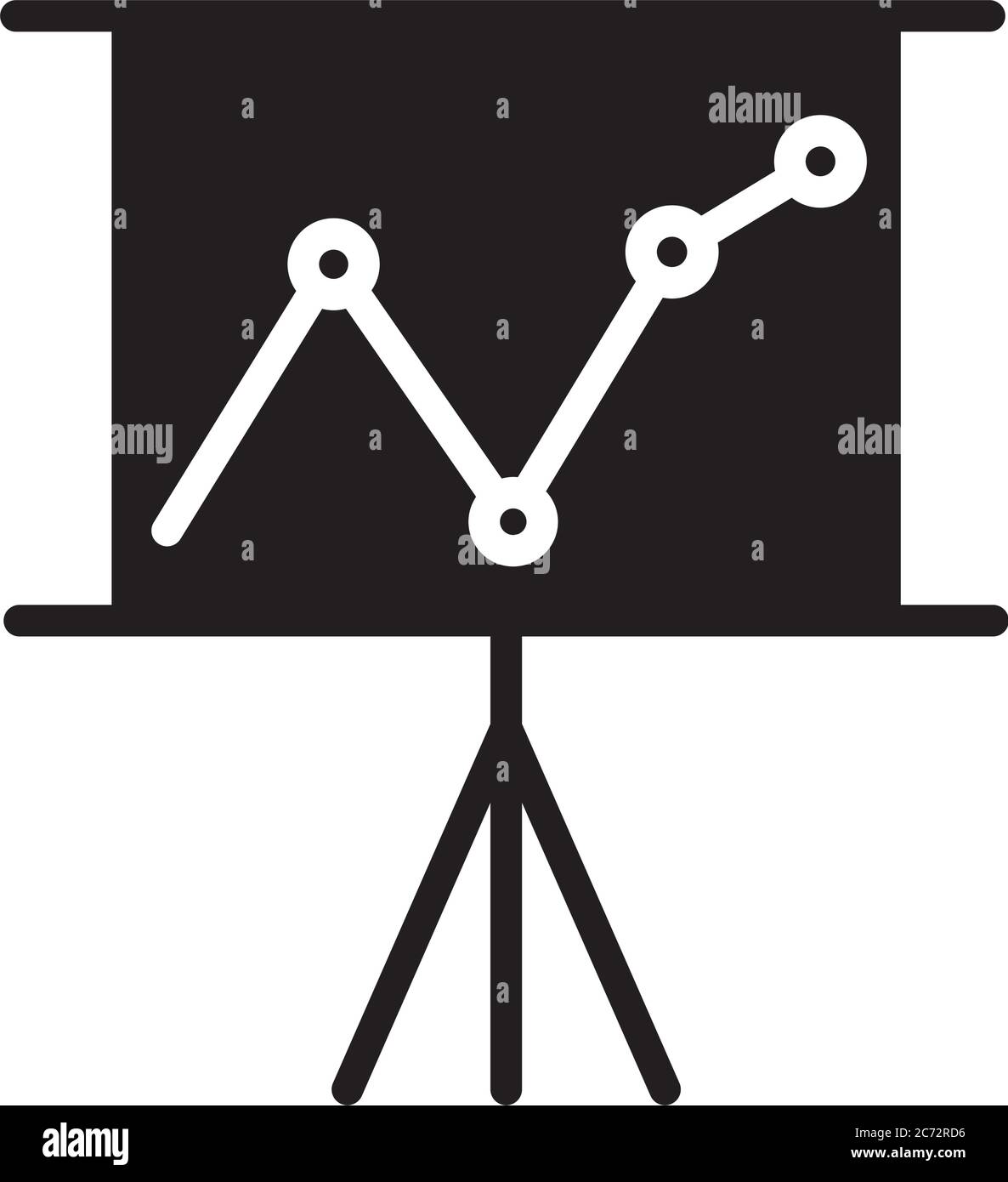 presentation board with graphic chart over white background, silhouette style, vector ...