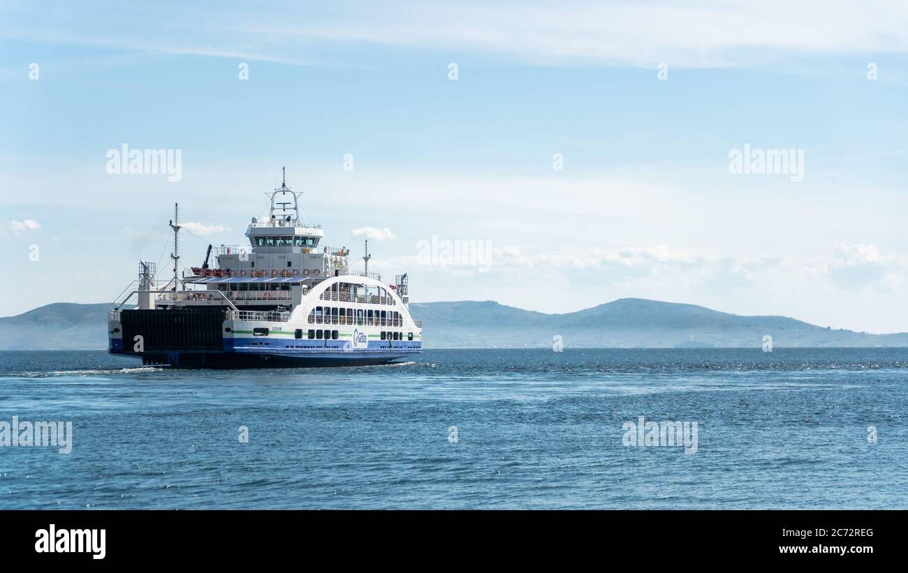 Marmara island, Balikesir - August 2019: Car and passenger ferry from ...