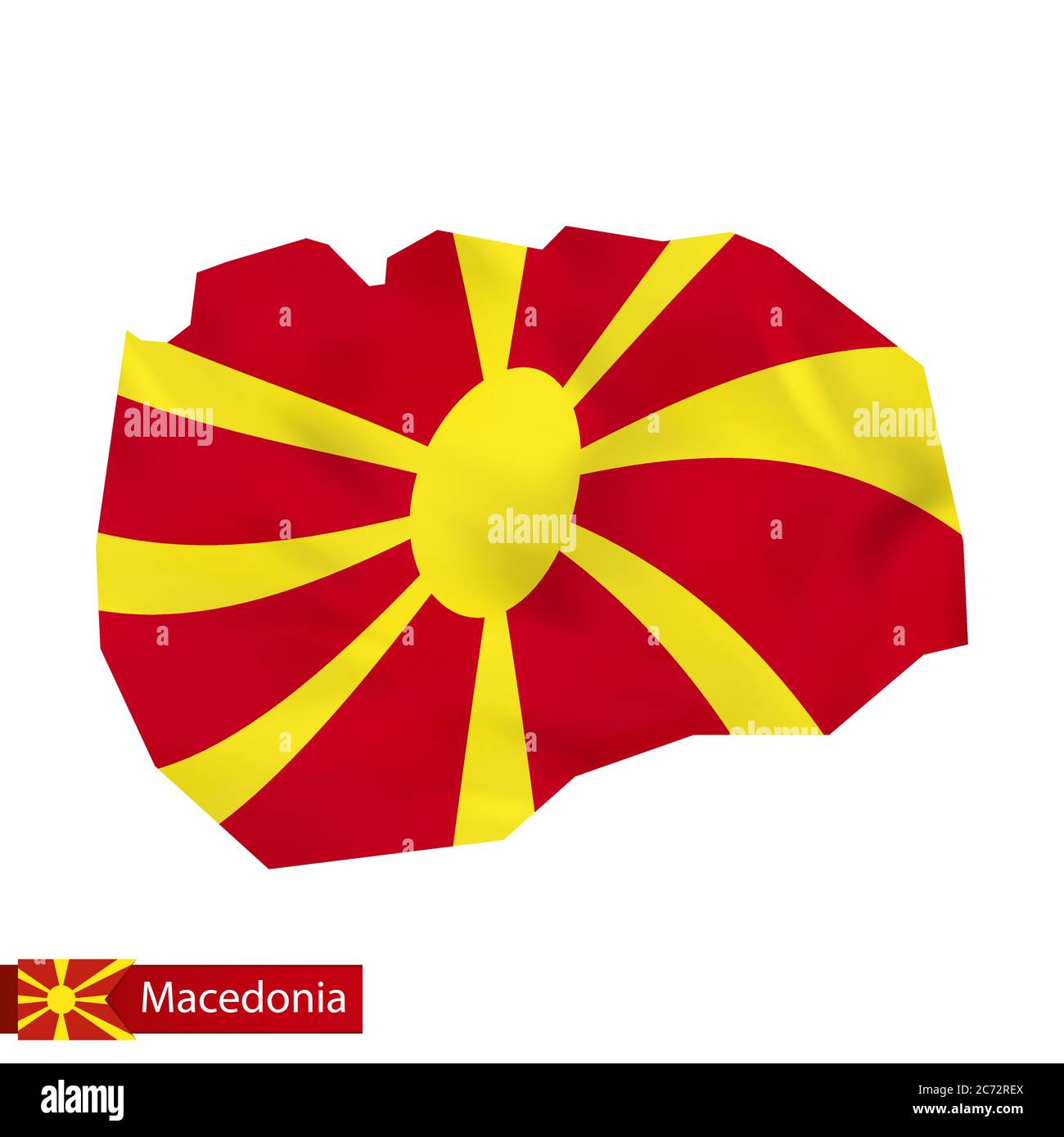 Macedonia map with waving flag of Macedonia. Vector illustration Stock ...