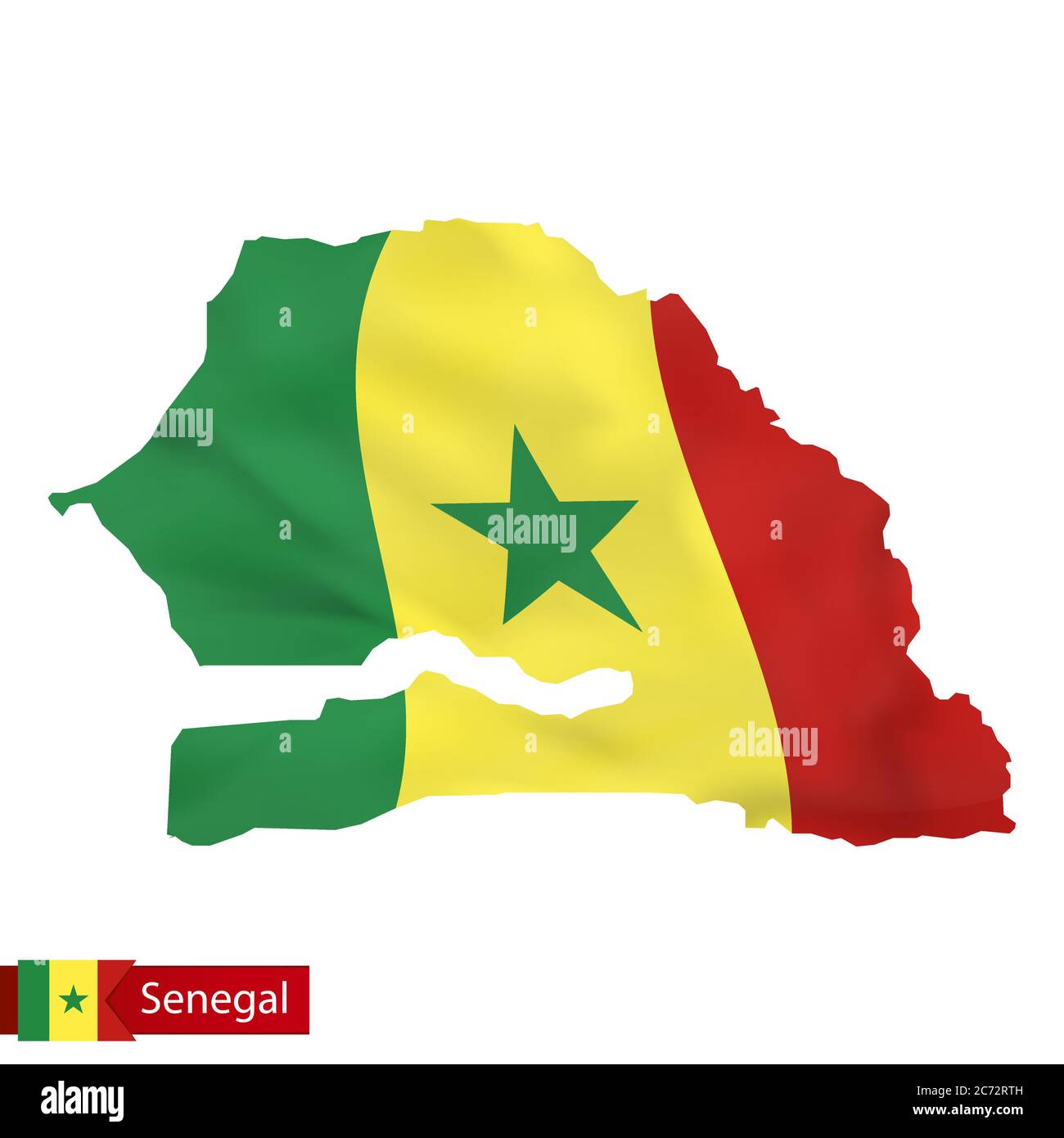 Senegal map with waving flag of country. Vector illustration Stock Vector Image & Art - Alamy