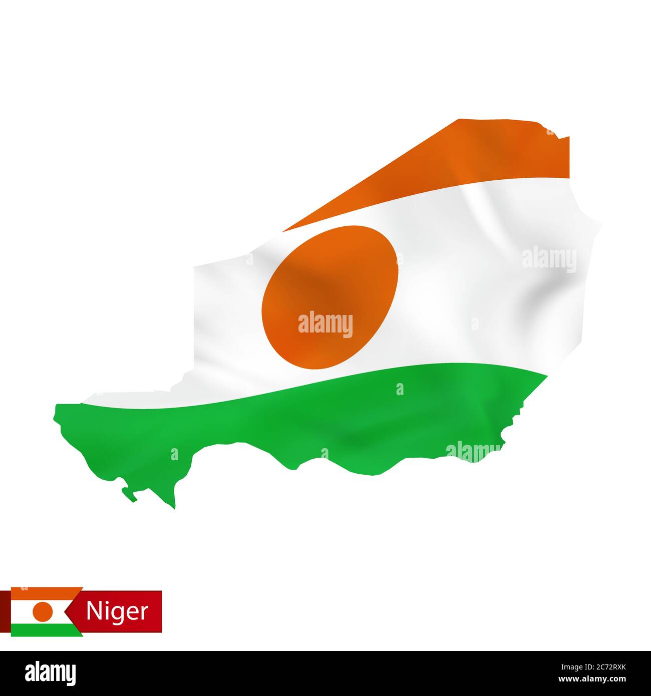 Niger map with waving flag of country. Vector illustration Stock Vector ...