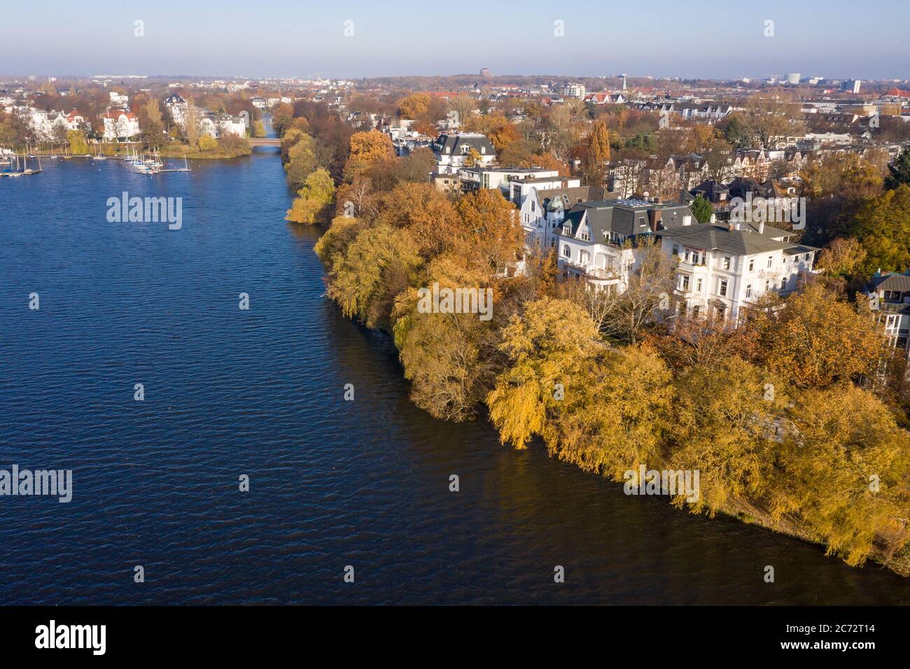 aerial view of alster lake in autumn Stock Photo - Alamy