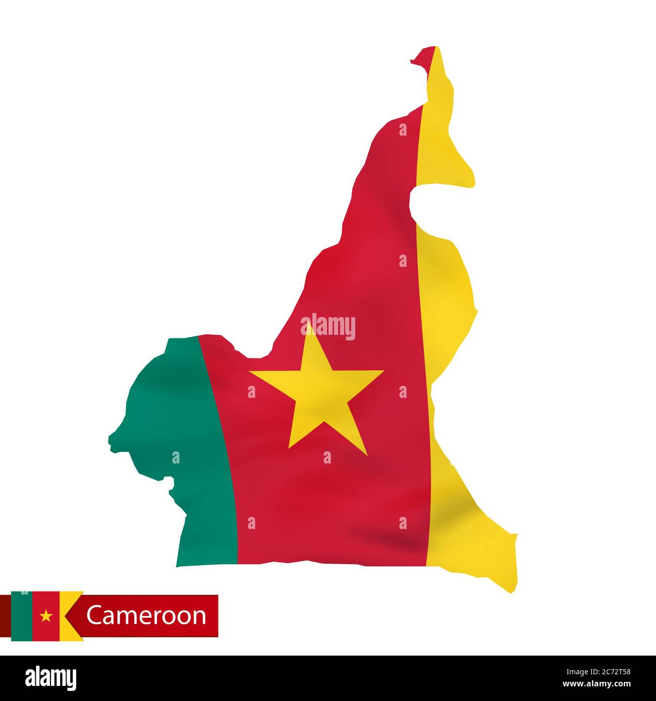 Cameroon map with waving flag of country. Vector illustration Stock ...