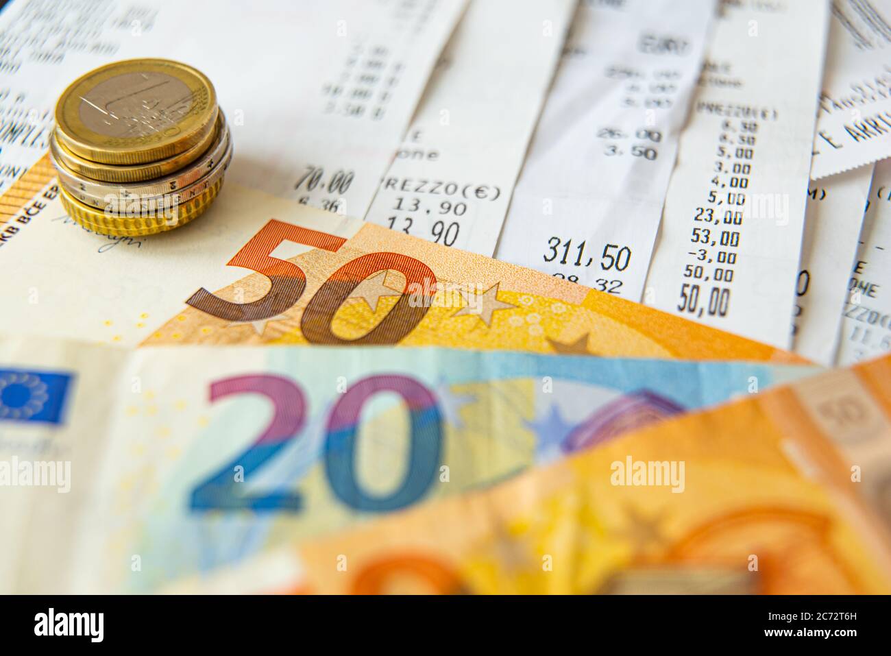 Money and receipts, ordinary living expenses Stock Photo - Alamy