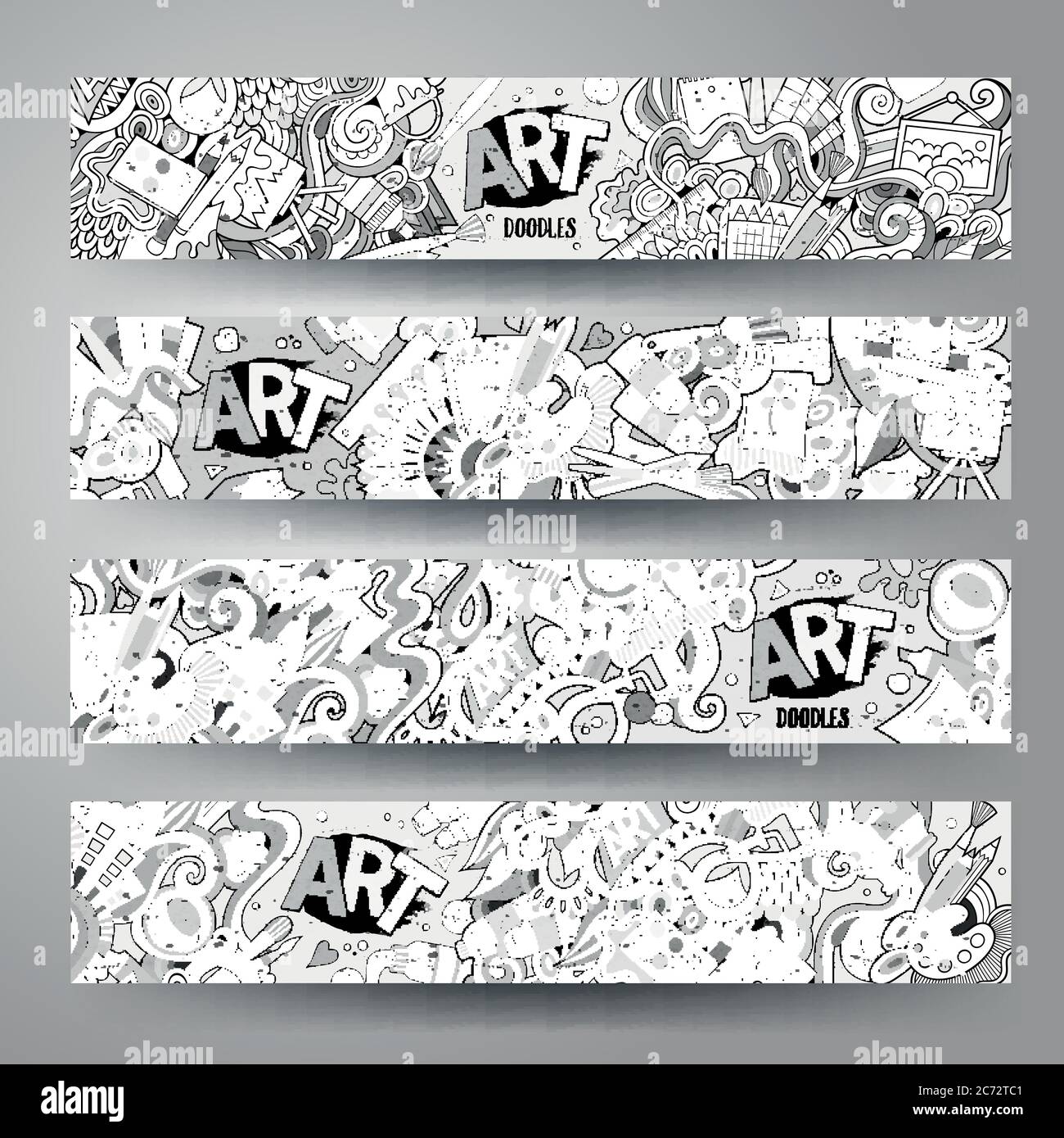 Cartoon vector hand-drawn sketchy Doodle on the subject of art Stock ...