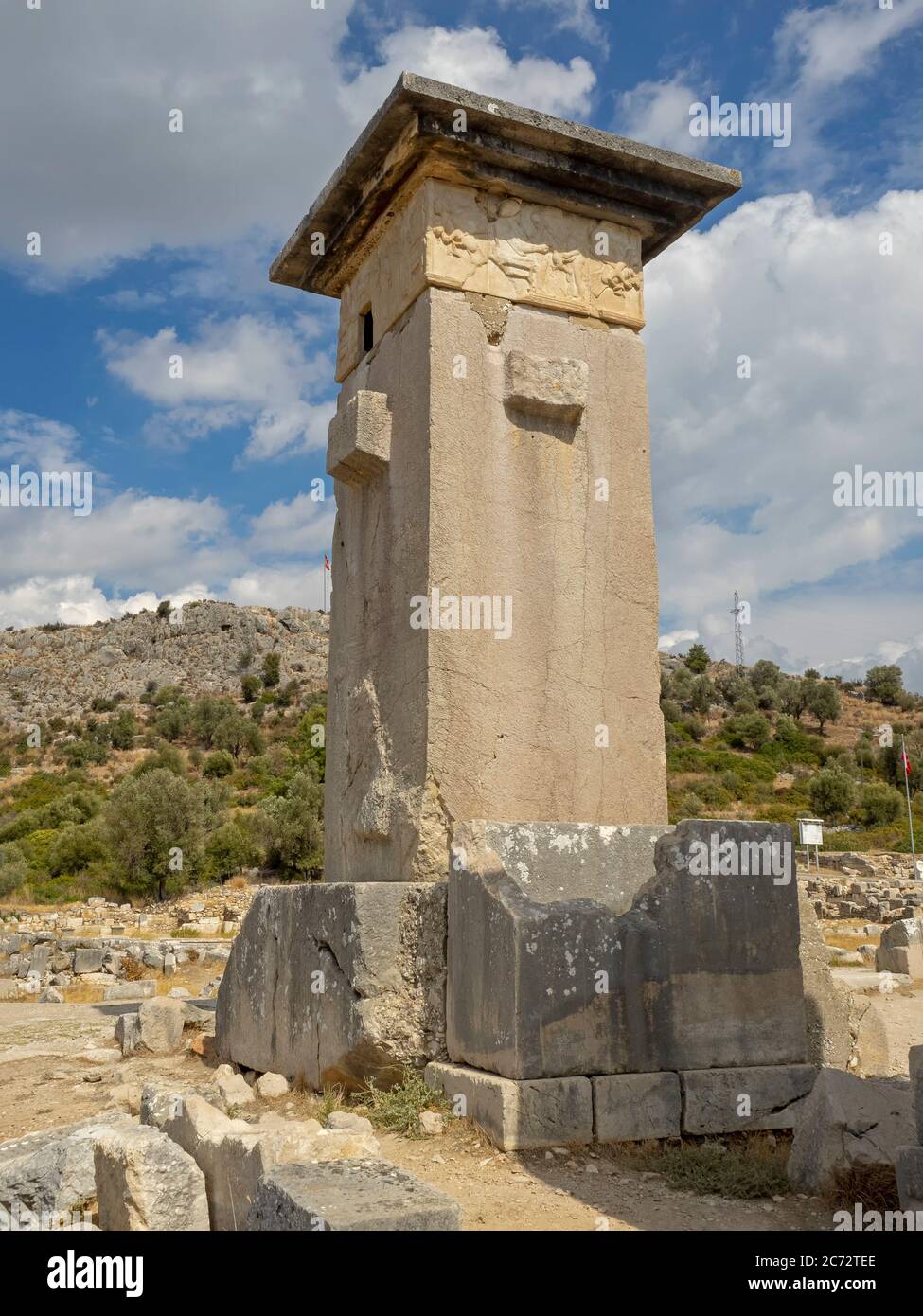 Antique ancient Xanthos ruins. Amphitheater, Harpy monument, UNESCO ...