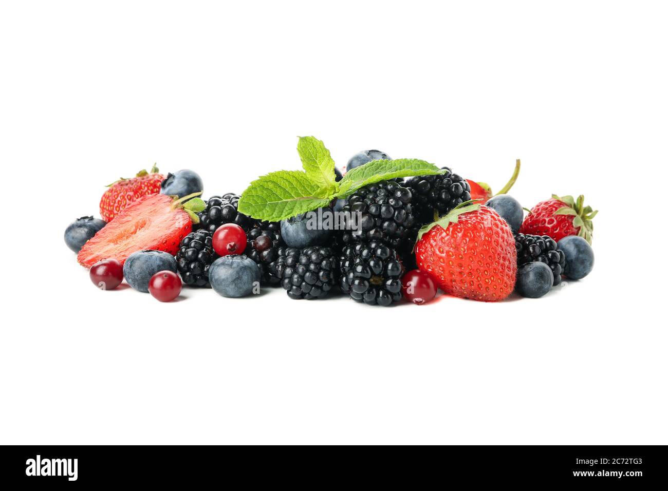 Mix of fresh berries isolated on white background Stock Photo - Alamy
