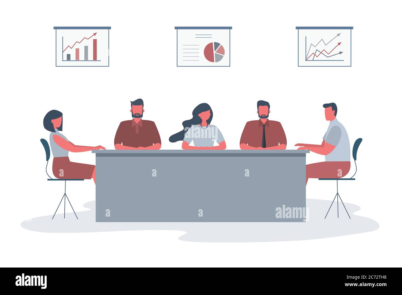 Office workers during the meeting. Employees are sitting at the table ...