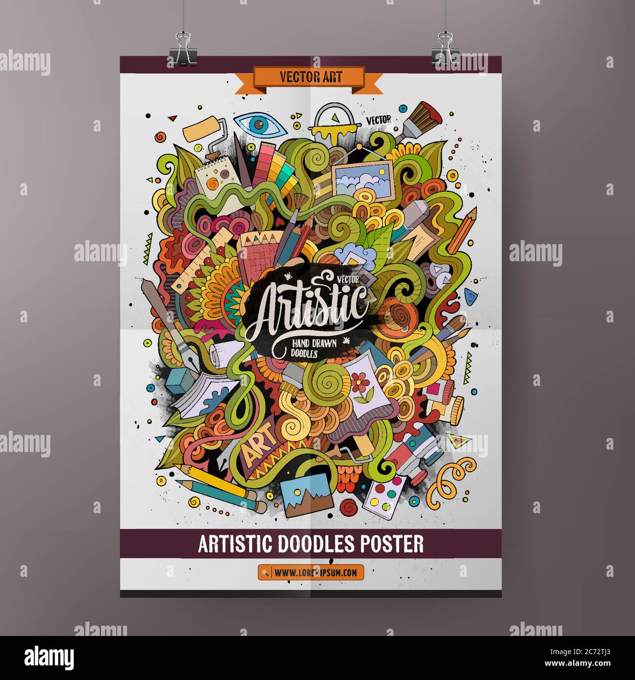 Cartoon doodles Art poster template Stock Vector Image & Art - Alamy