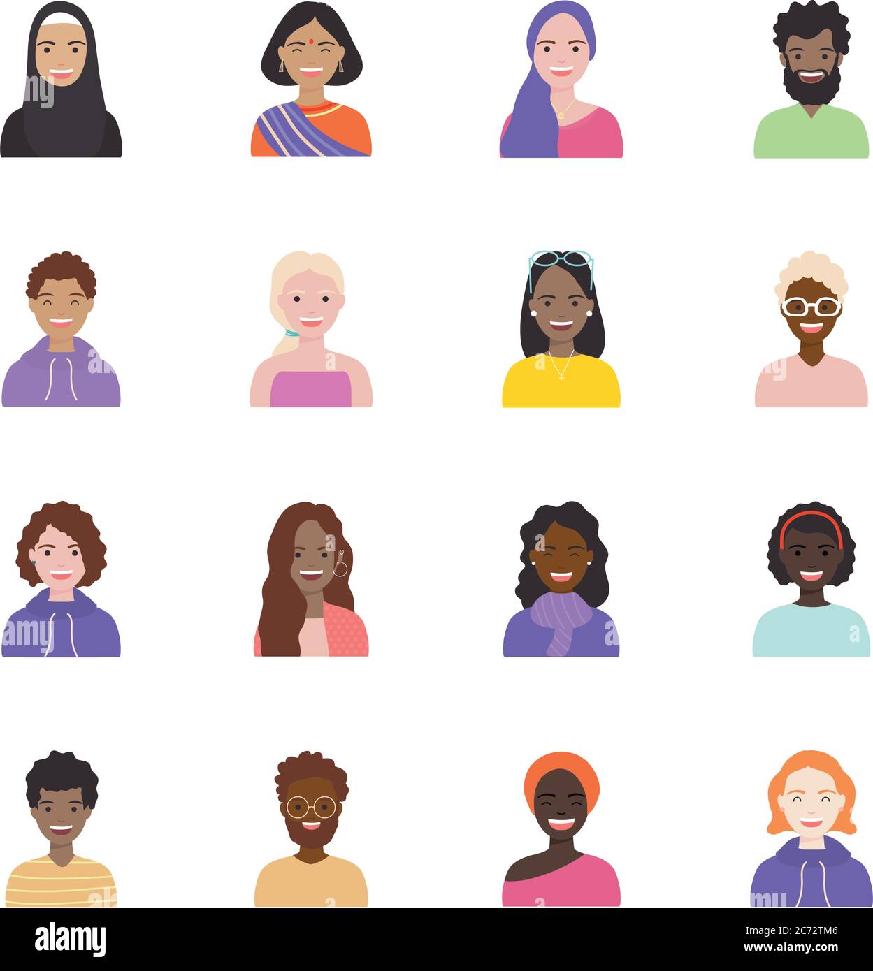 diversity people icon set over white background, flat style, vector ...