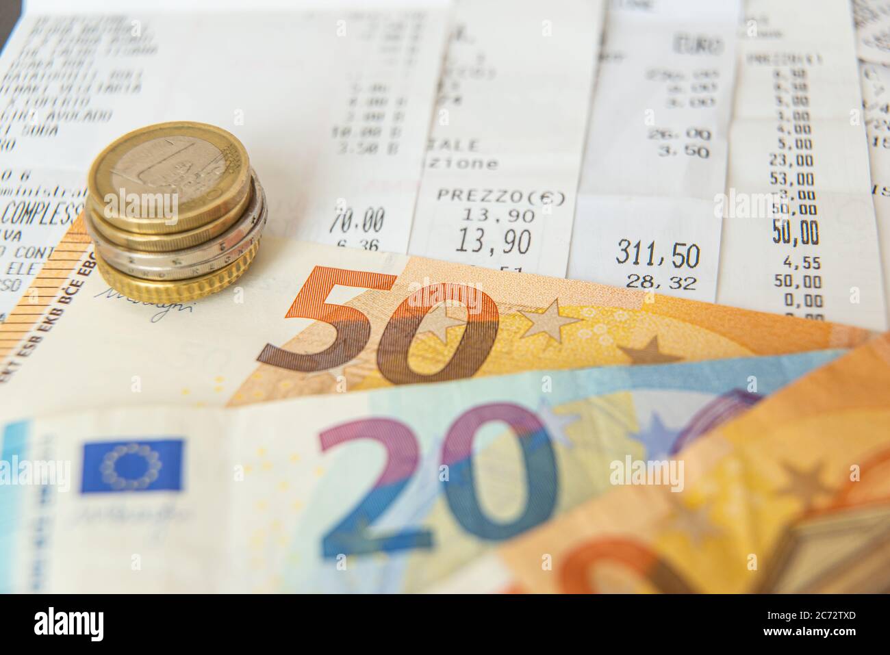Money and receipts, ordinary living expenses Stock Photo - Alamy