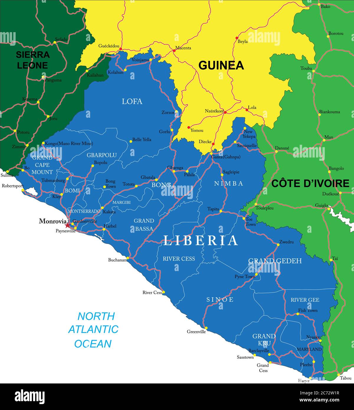 Large Detailed Physical Map Of Liberia With Roads Vidianicom Maps Images Large Detailed Physical Map Of Liberia With Roads Vidianicom Maps Images