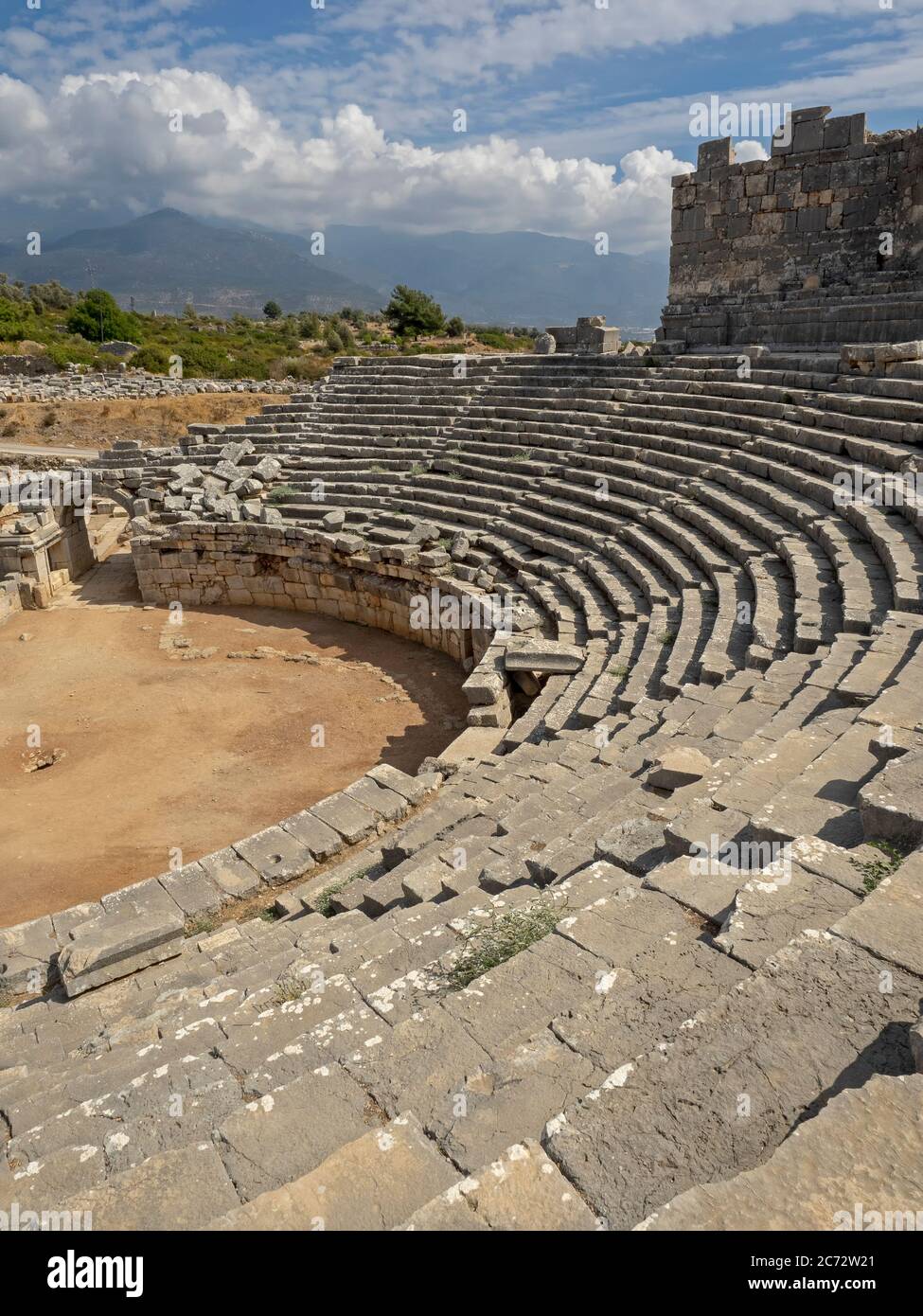Antique ancient Xanthos ruins. Amphitheater, Harpy monument, UNESCO ...