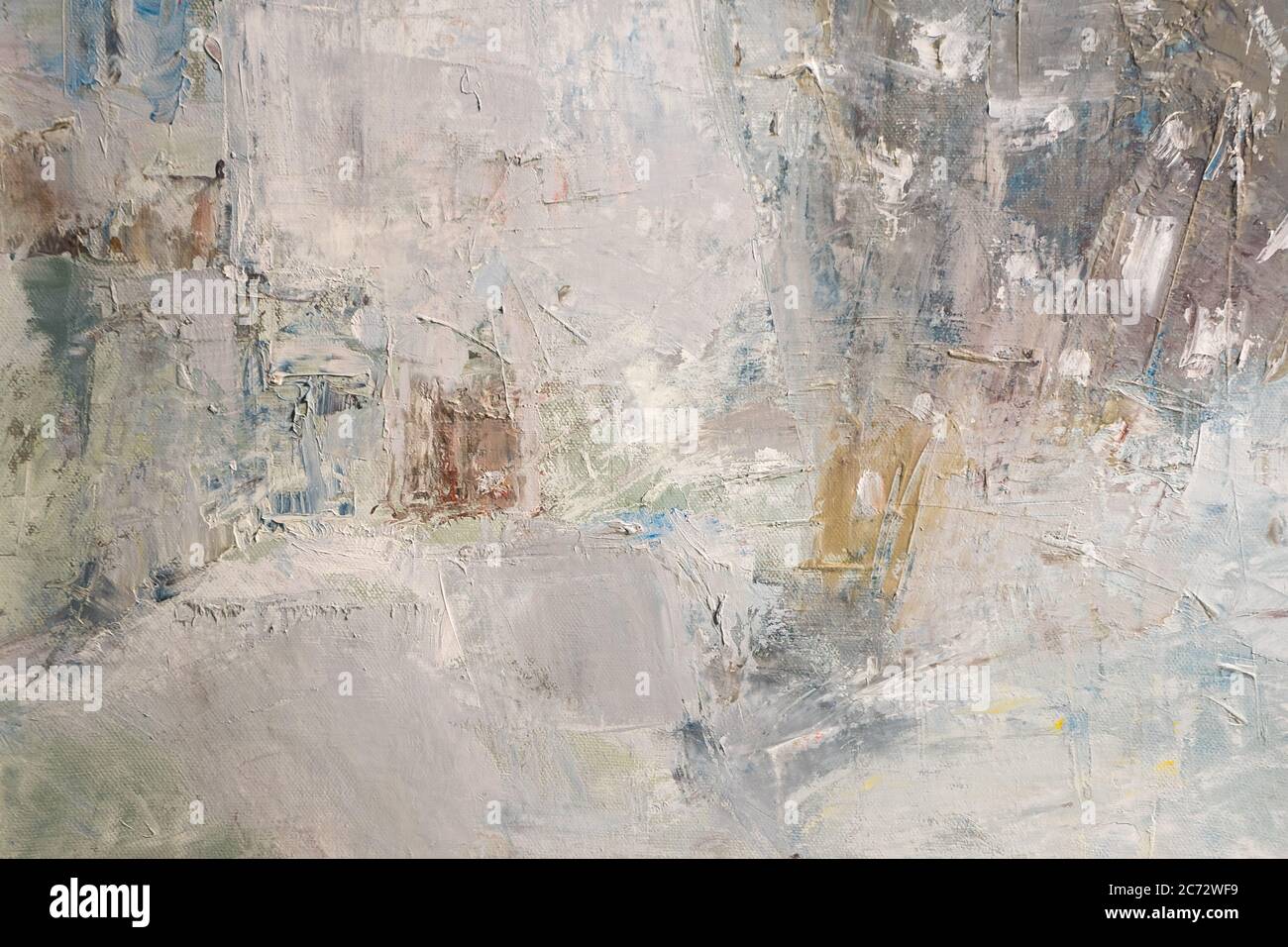 Beige old wall with layers of paint. Concrete texture. Oil paint on ...