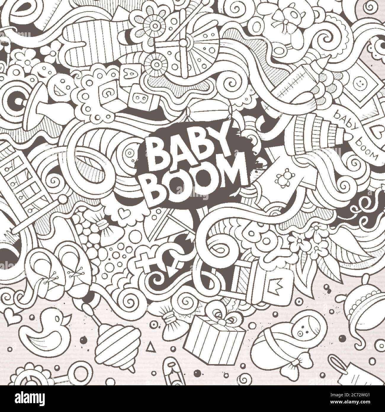 Cartoon vector doodles baby boom frame Stock Vector Image & Art - Alamy