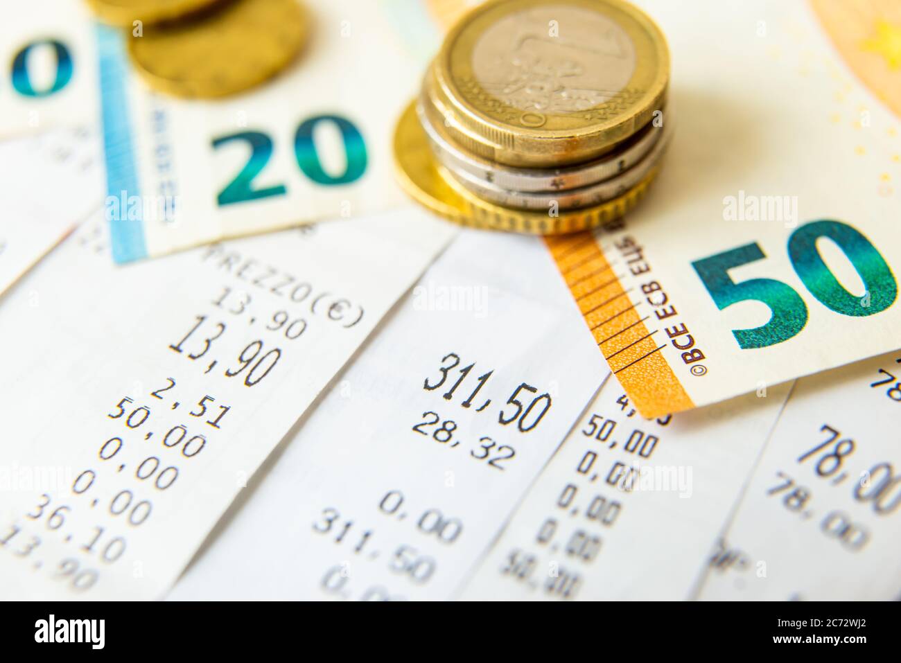 Money and receipts, ordinary living expenses Stock Photo - Alamy