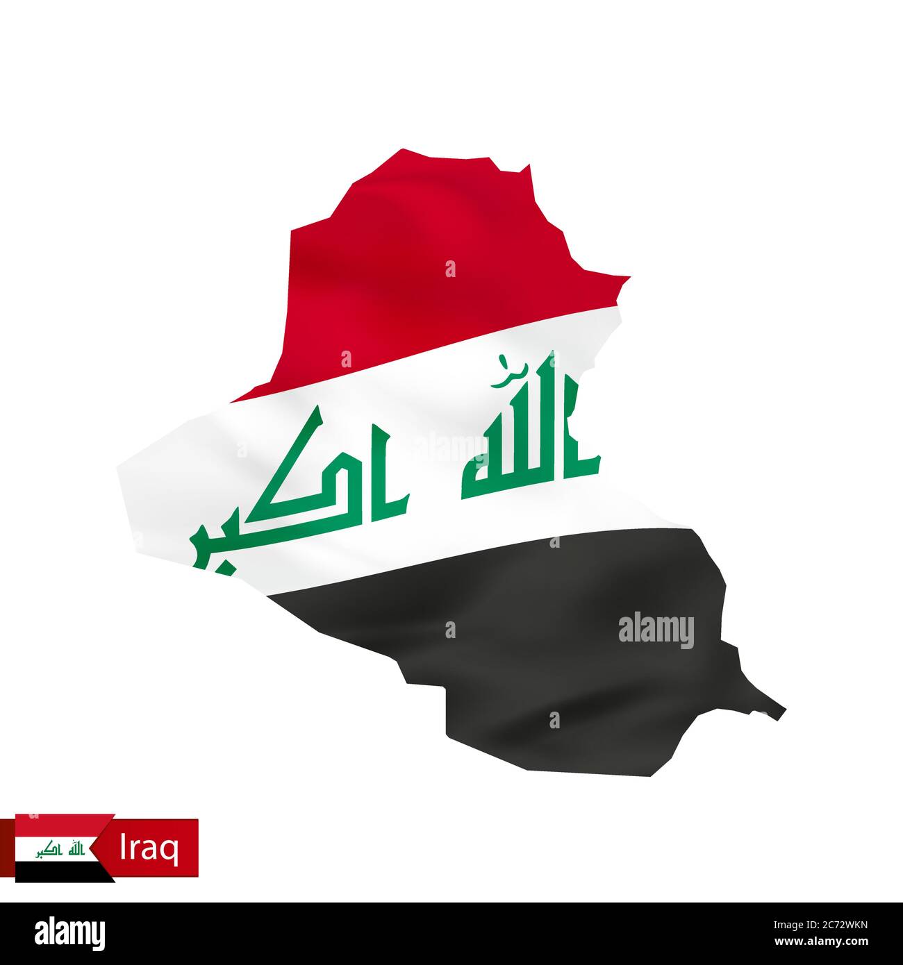 Iraq map with waving flag of country. Vector illustration Stock Vector ...