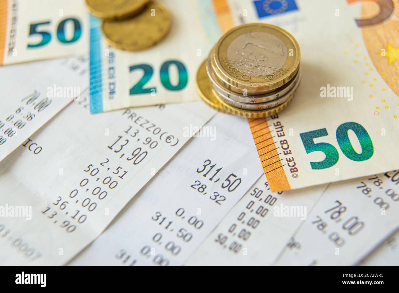 Money and receipts, ordinary living expenses Stock Photo - Alamy
