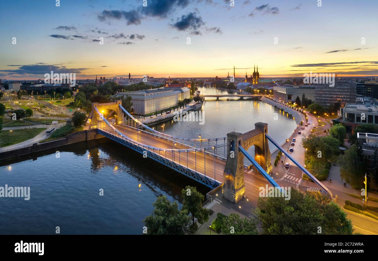 Wroclaw grunwald bridge grunwaldzki aerial hi-res stock photography and ...