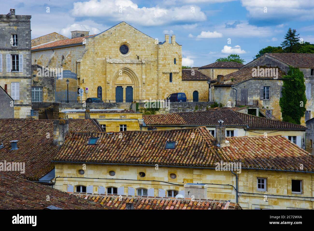 view on the Cordelier's church entrance in Saint-Émilion village ...
