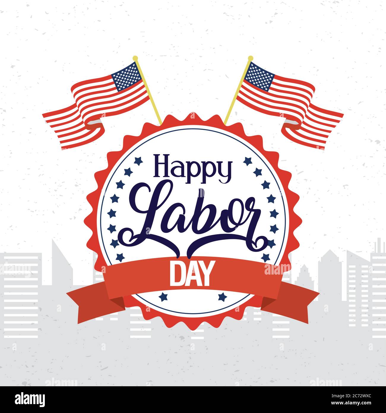 happy labor day celebration with usa flags in emblem vector ...