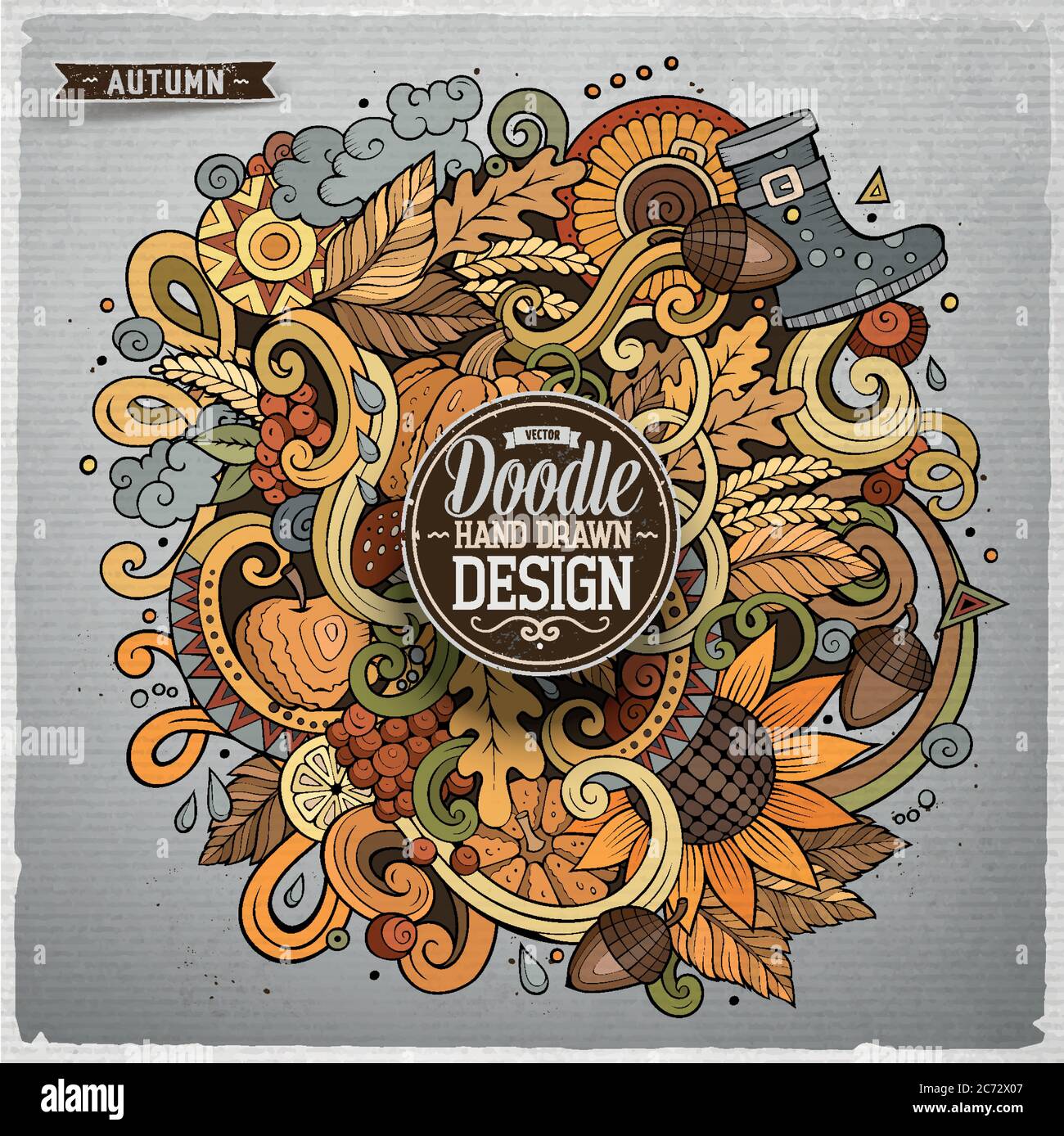 Cartoon cute doodles hand drawn autumn illustration Stock Vector Image ...