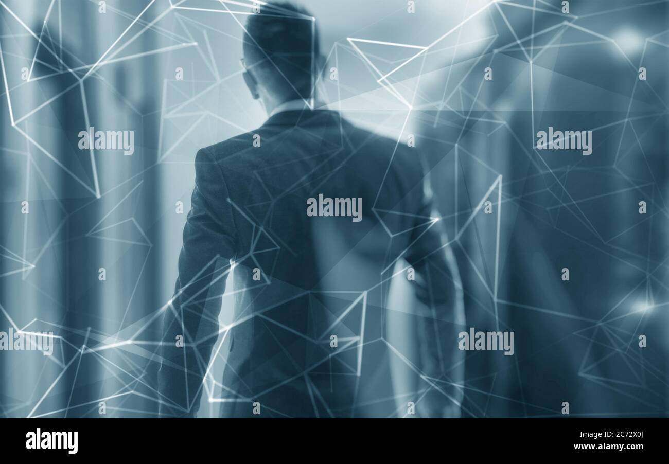 Concept of Network internet communication. 3d line. Engineer in the ...