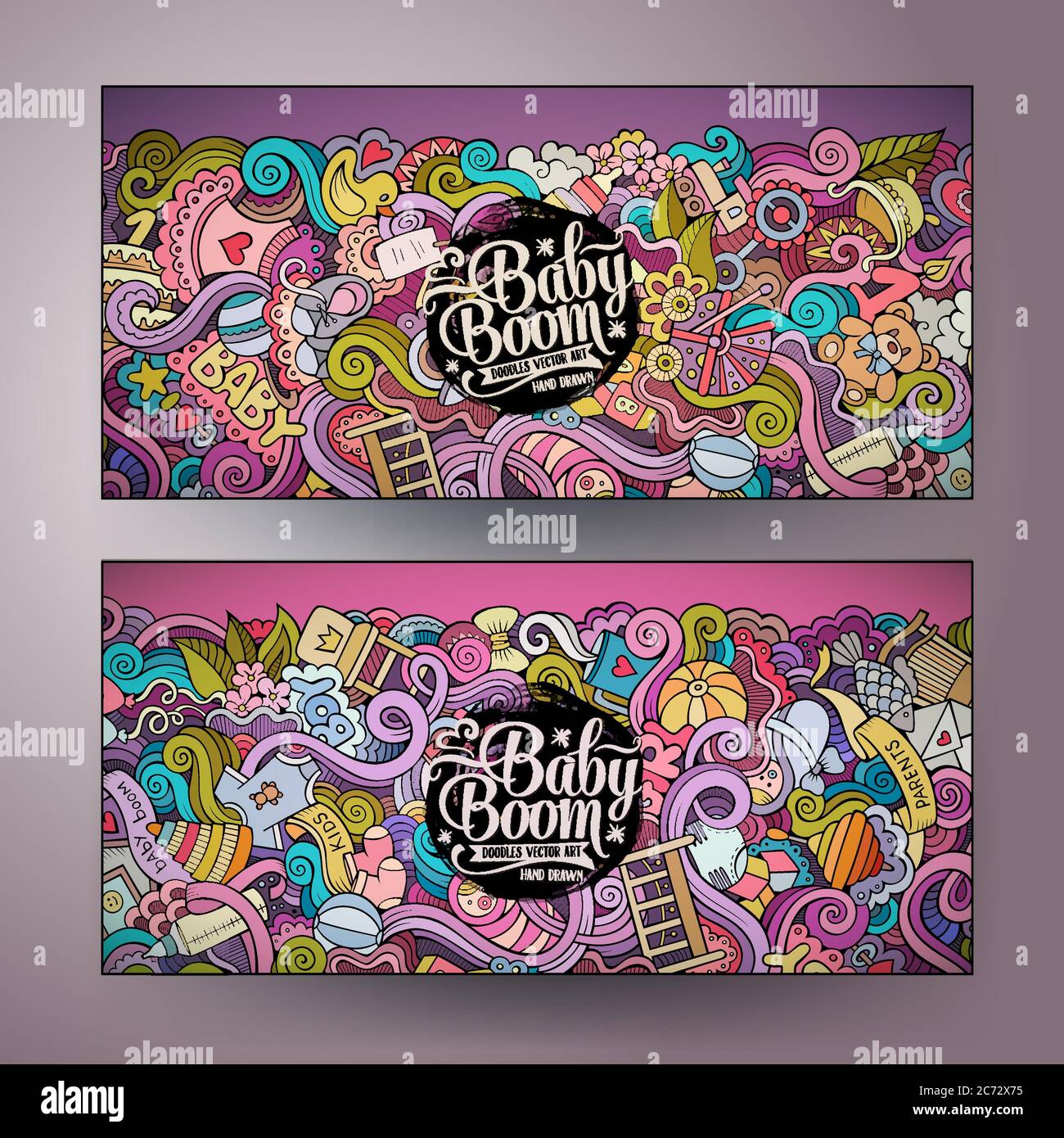 Cartoon vector doodles baby boom banners Stock Vector Image & Art - Alamy