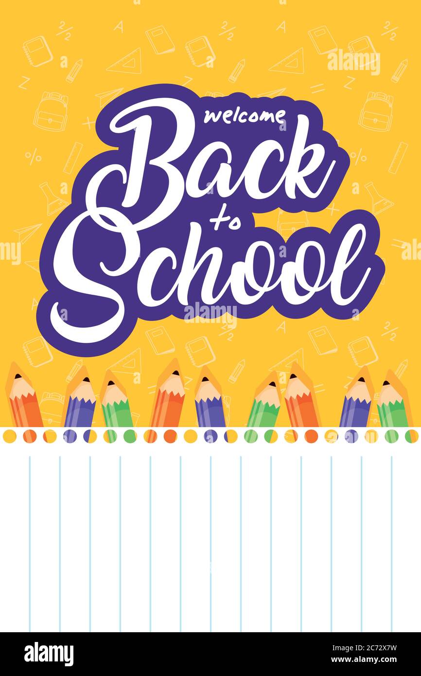 back to school poster with colors pencils vector illustration design ...
