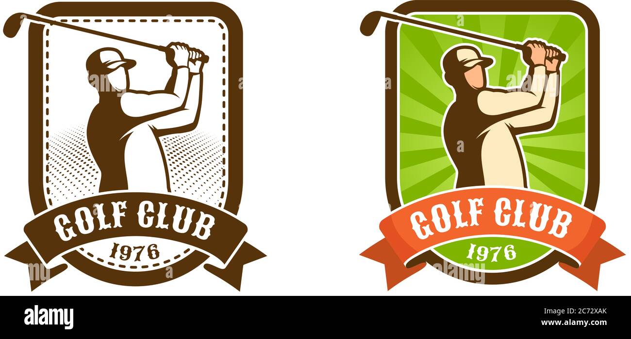Golf player with stick retro sport emblem Stock Vector Image & Art - Alamy