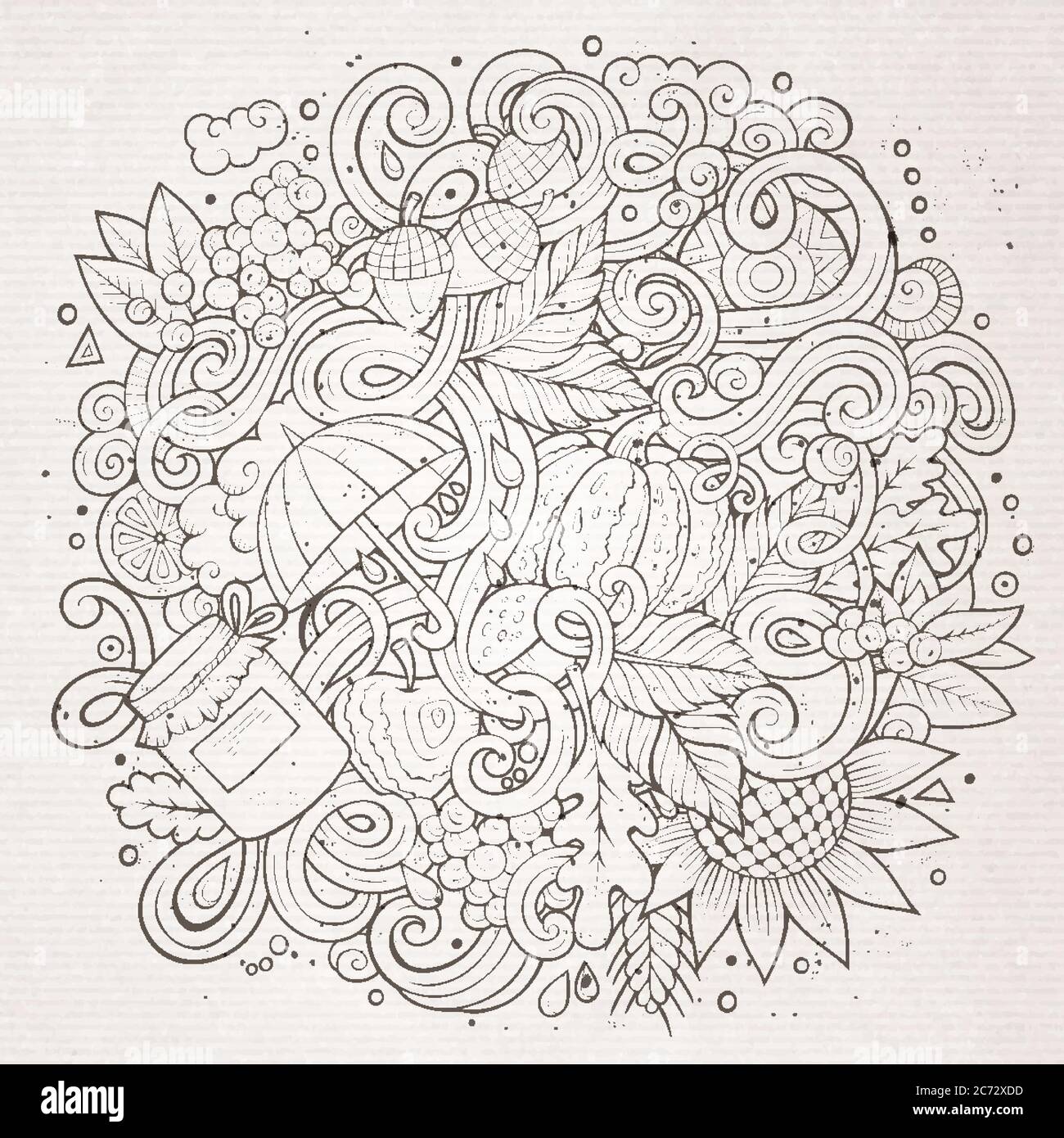 Cartoon cute doodles hand drawn autumn illustration Stock Vector Image ...