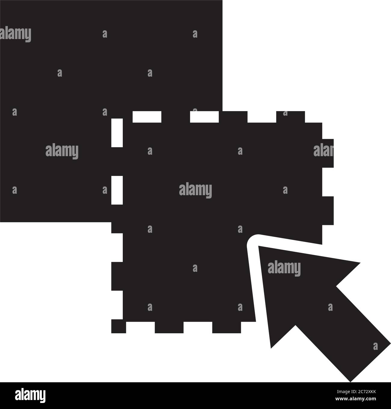 icon of Square selection and cursor over white background, silhouette ...