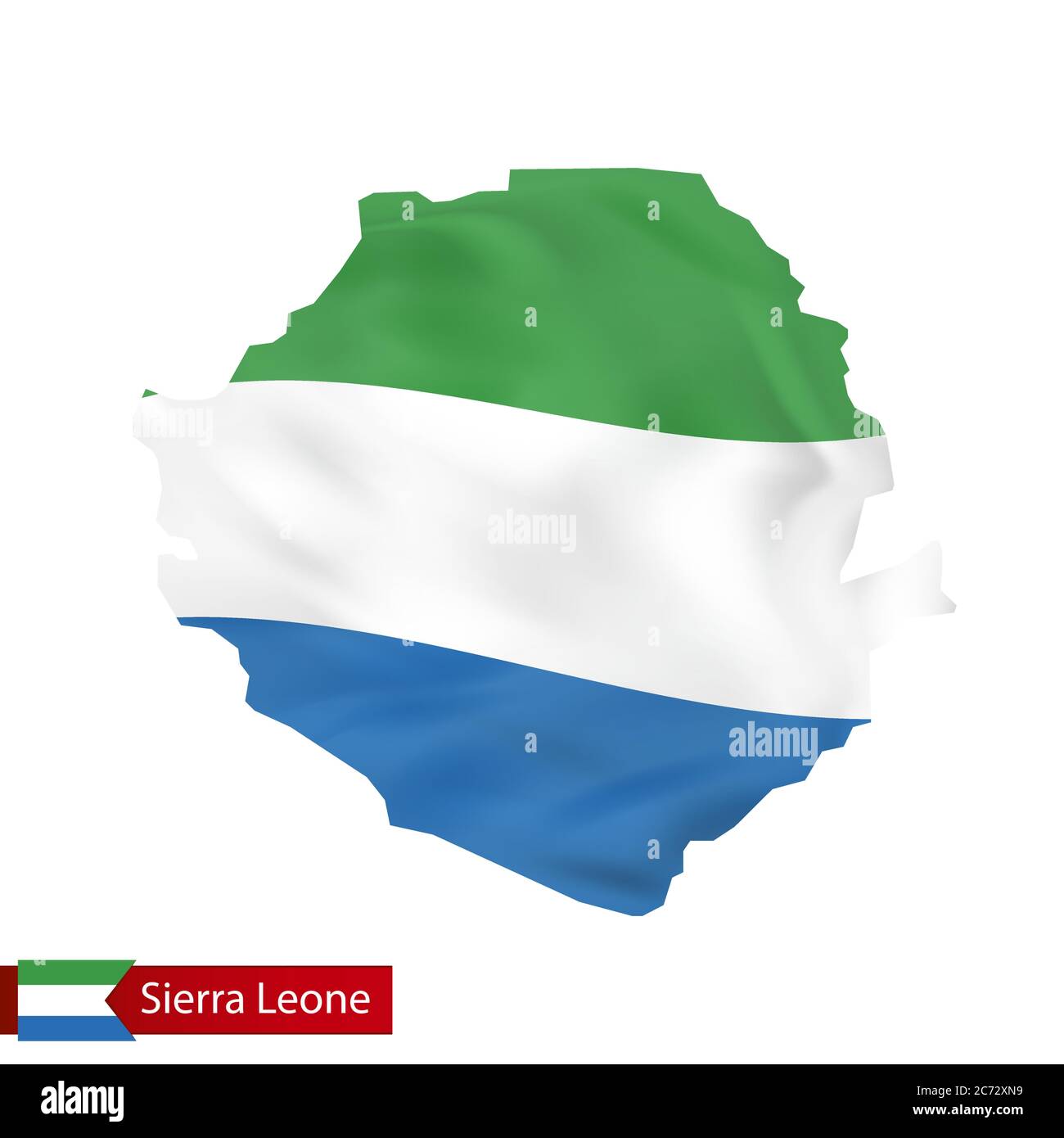 Sierra Leone map with waving flag of country. Vector illustration Stock ...