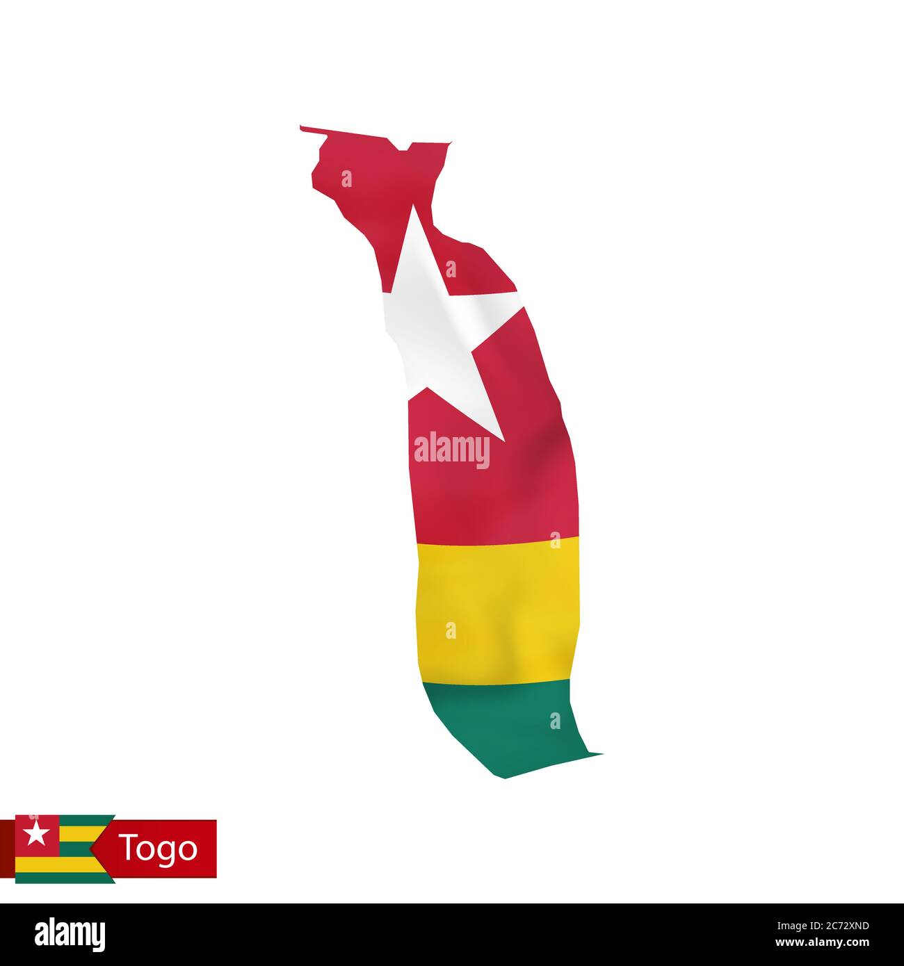 Togo map with waving flag of country. Vector illustration Stock Vector ...