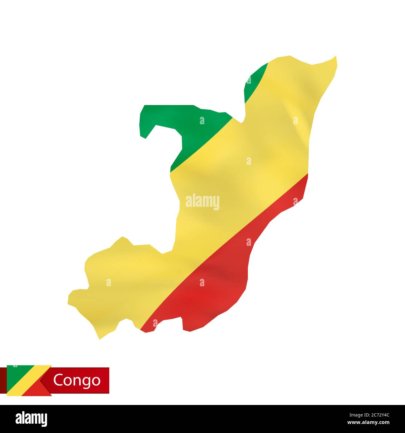 Congo map with waving flag of country. Vector illustration Stock Vector ...