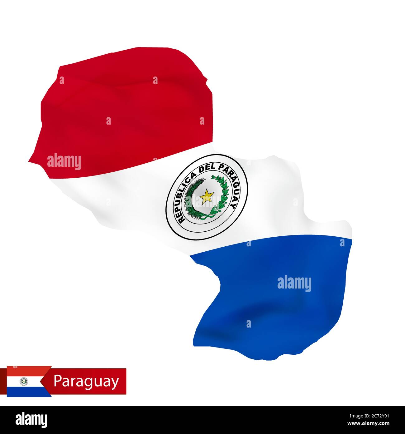 Paraguay map with waving flag of country. Vector illustration Stock ...