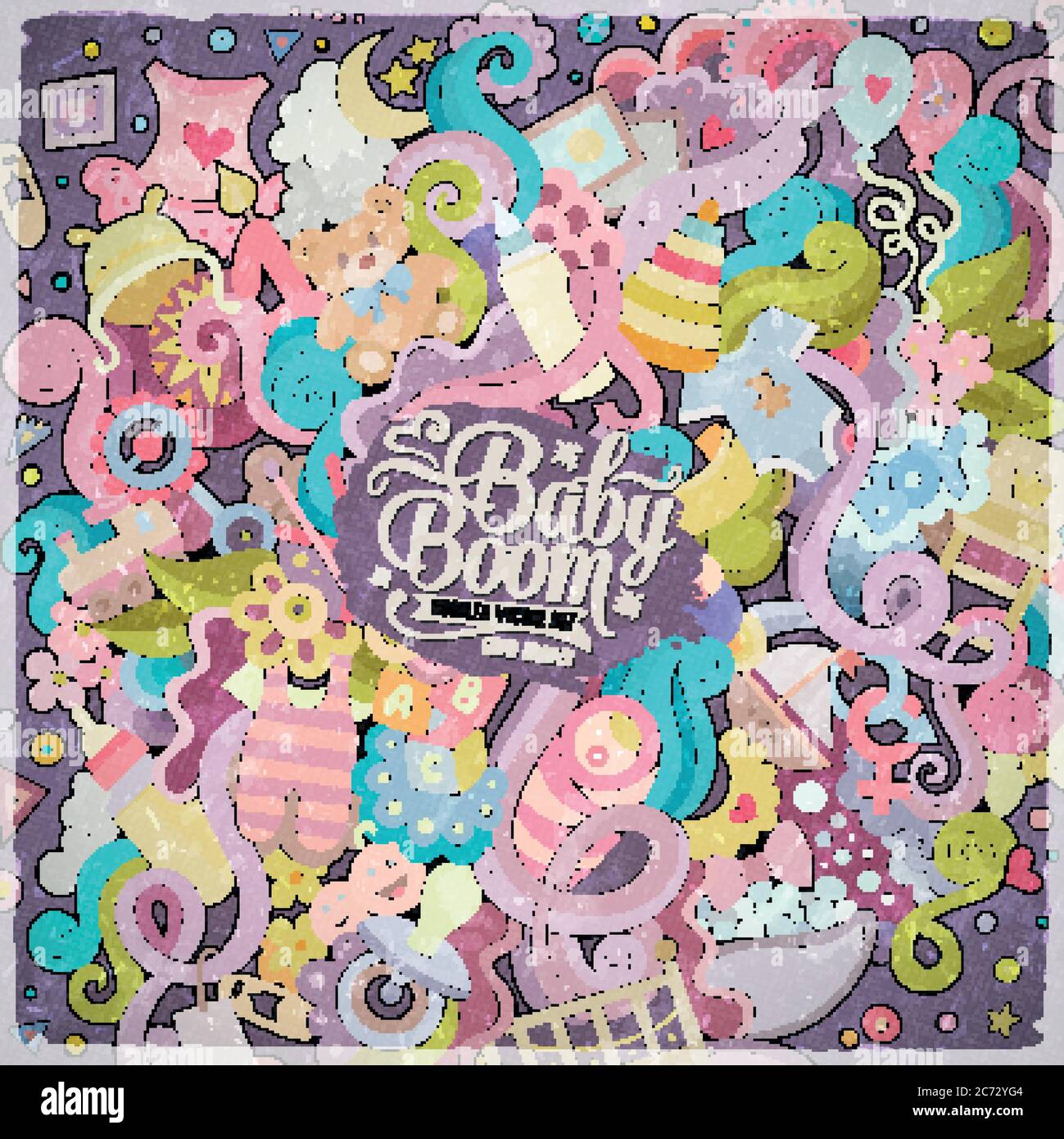 Cartoon cute doodles hand drawn Baby illustration Stock Vector Image ...