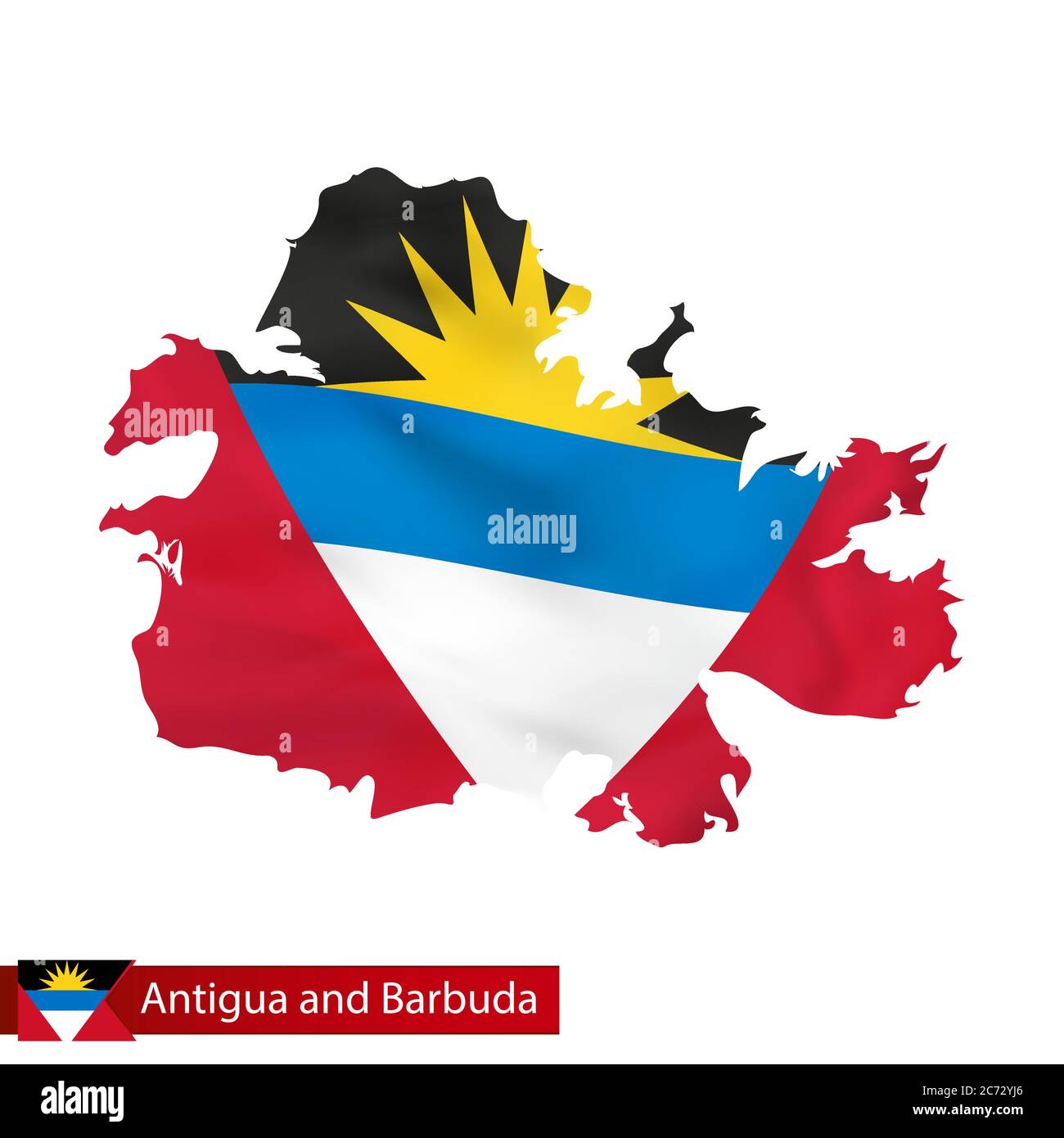 Antigua and Barbuda map with waving flag of country. Vector ...