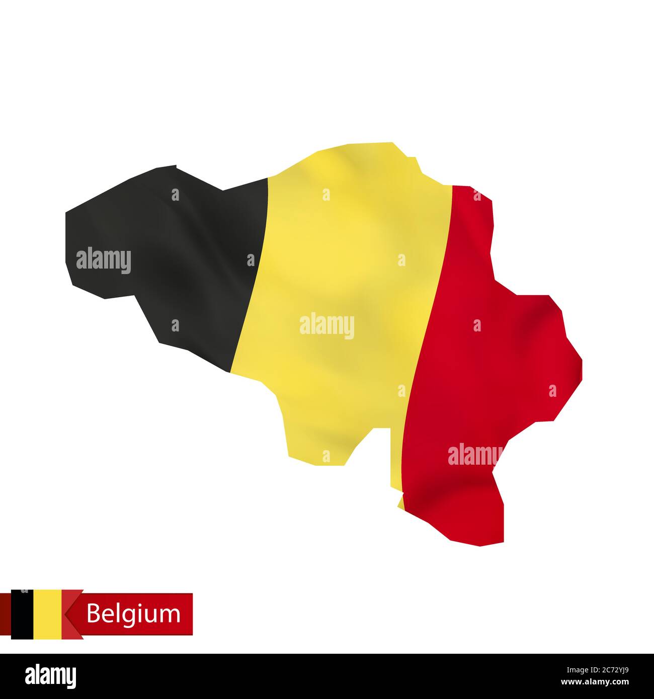 Belgium map with waving flag of Belgium. Vector illustration Stock ...