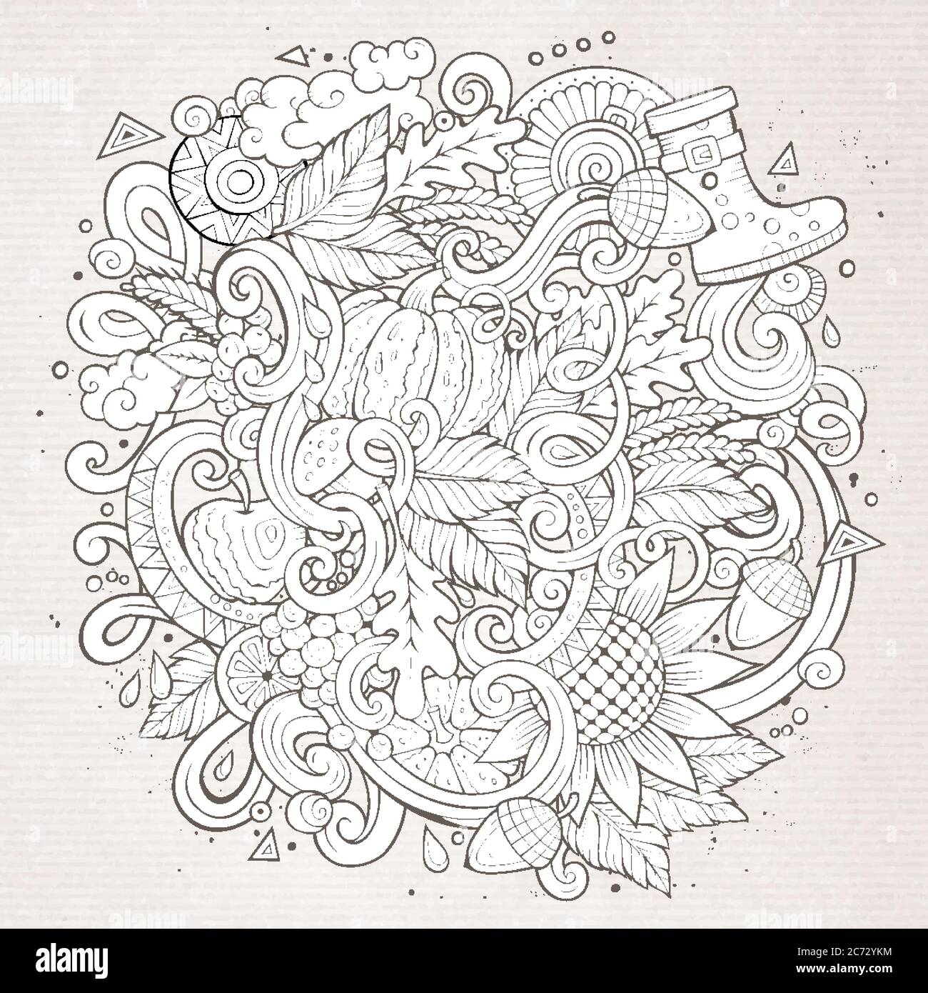 Cartoon cute doodles hand drawn autumn illustration Stock Vector Image ...