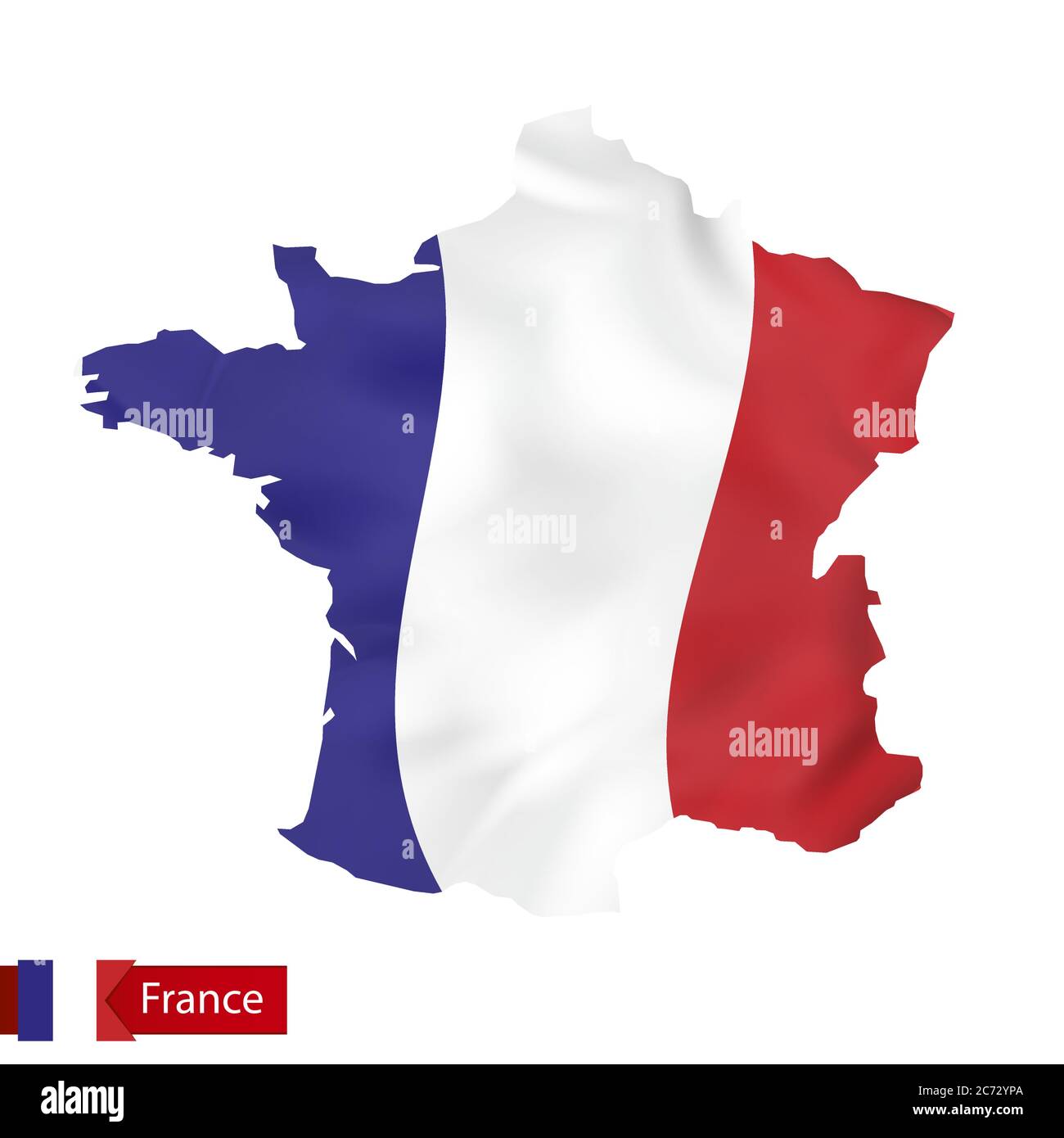 France map with waving flag of France. Vector illustration Stock Vector ...