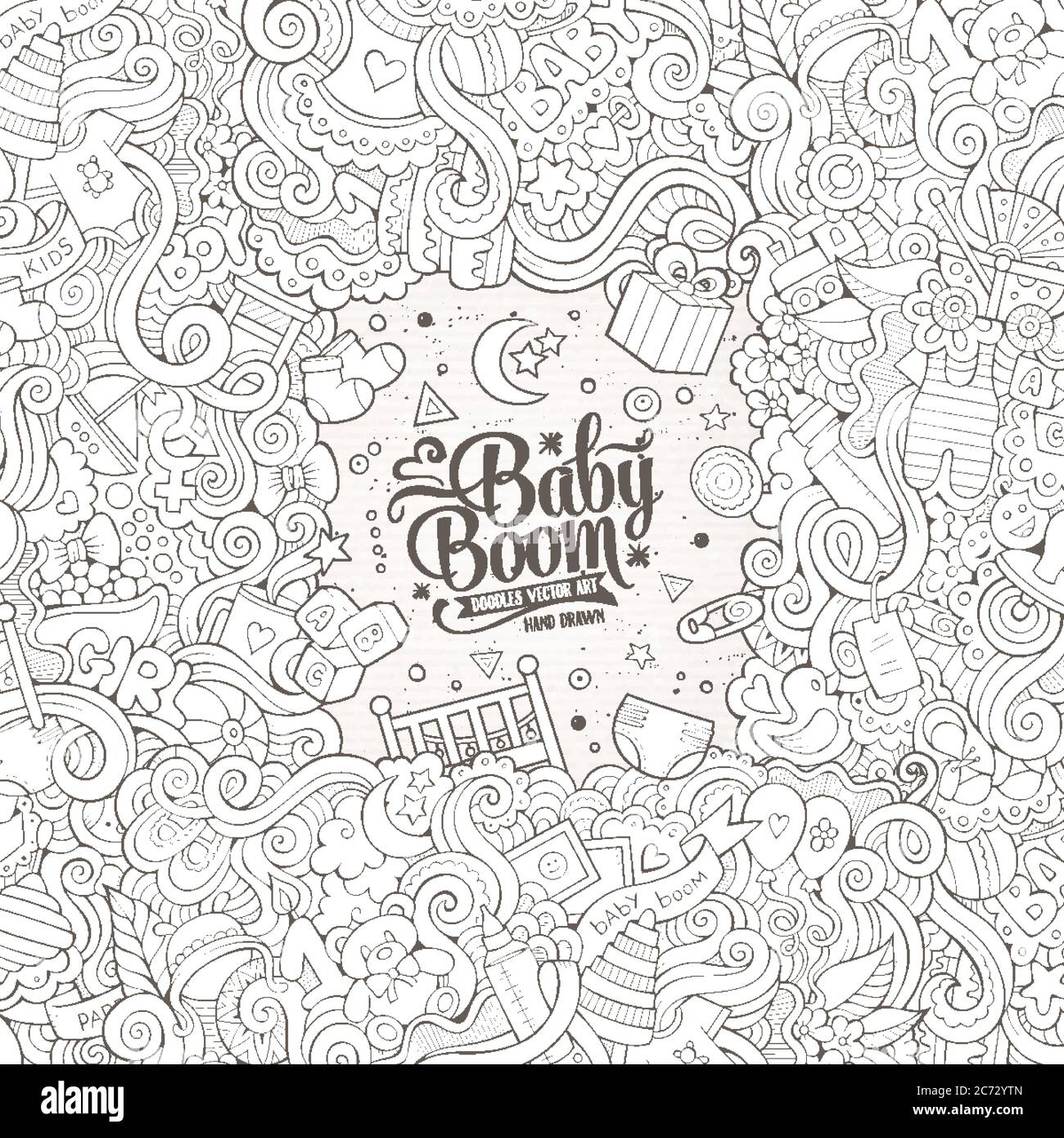 Cartoon vector doodles baby boom frame Stock Vector Image & Art - Alamy