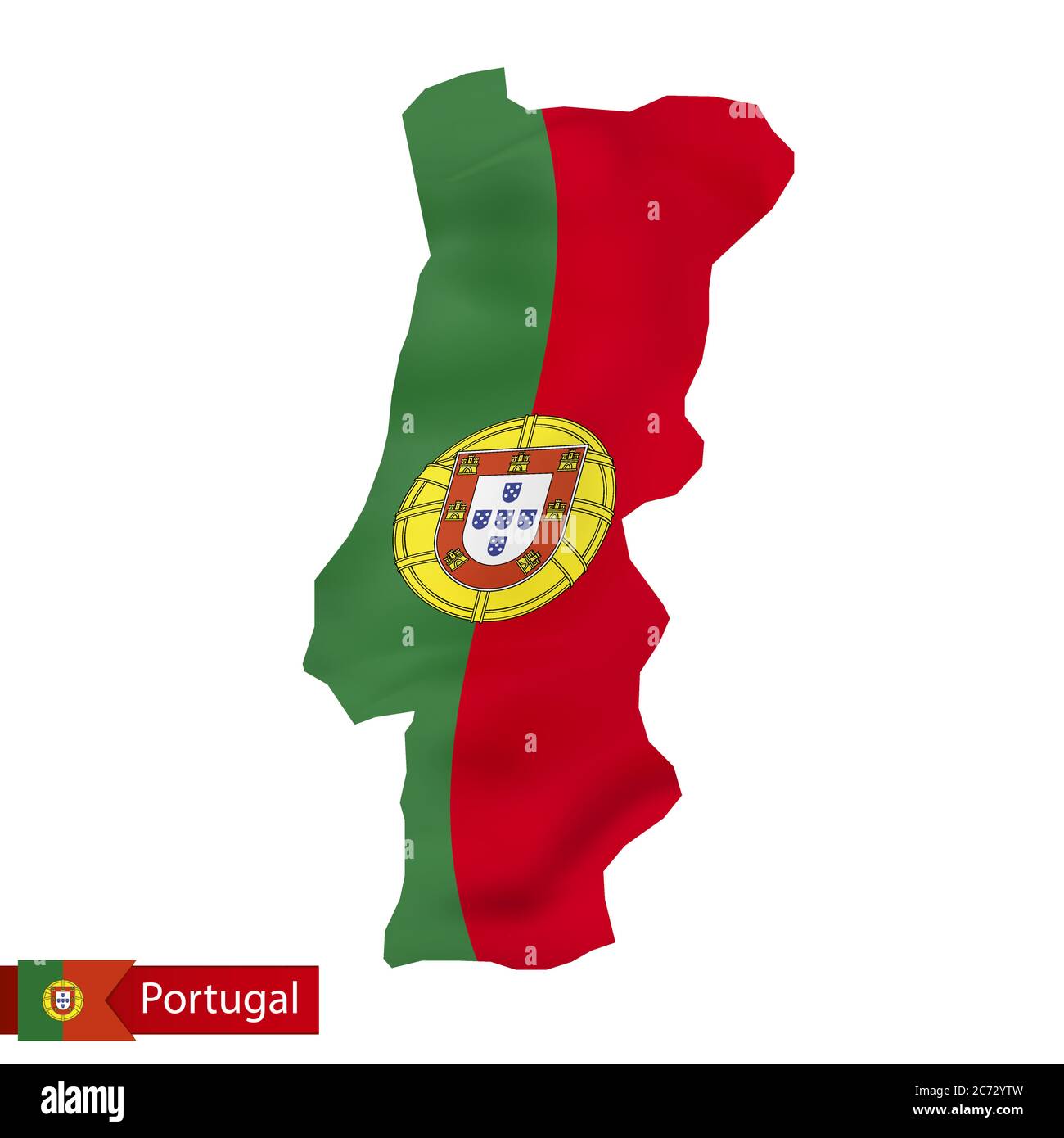 Portugal map with waving flag of Portugal. Vector illustration Stock ...