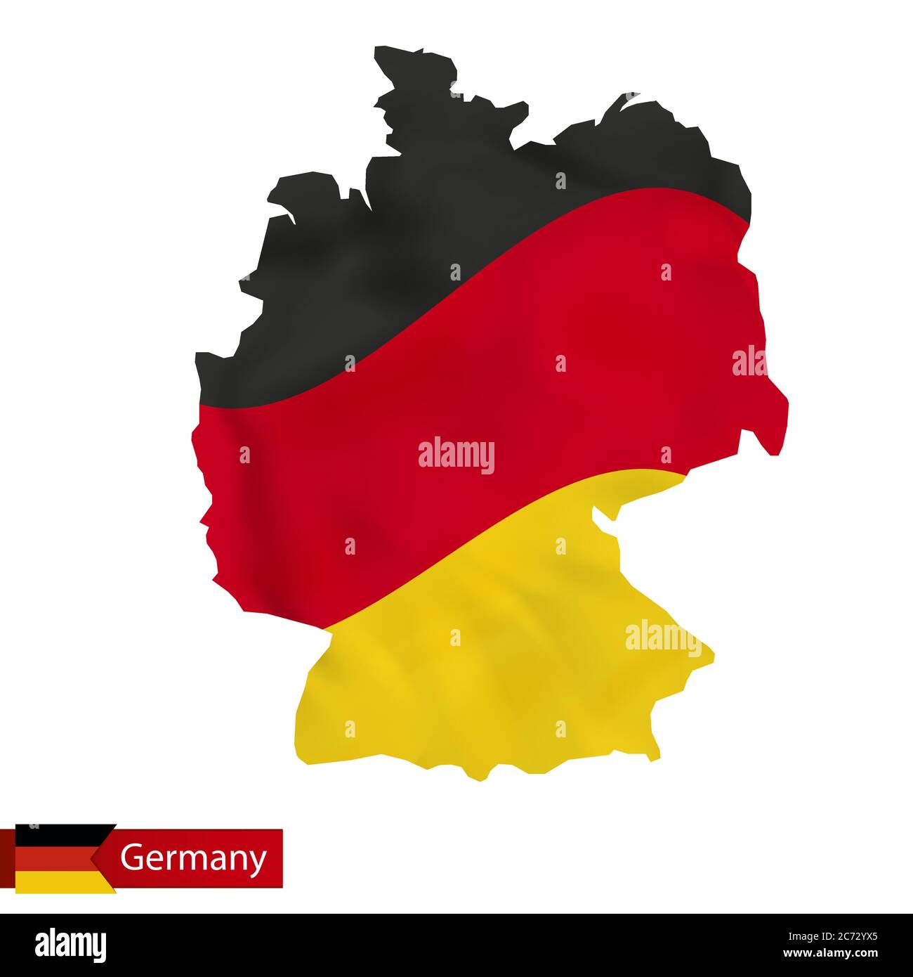 Germany map with waving flag of Germany. Vector illustration Stock ...