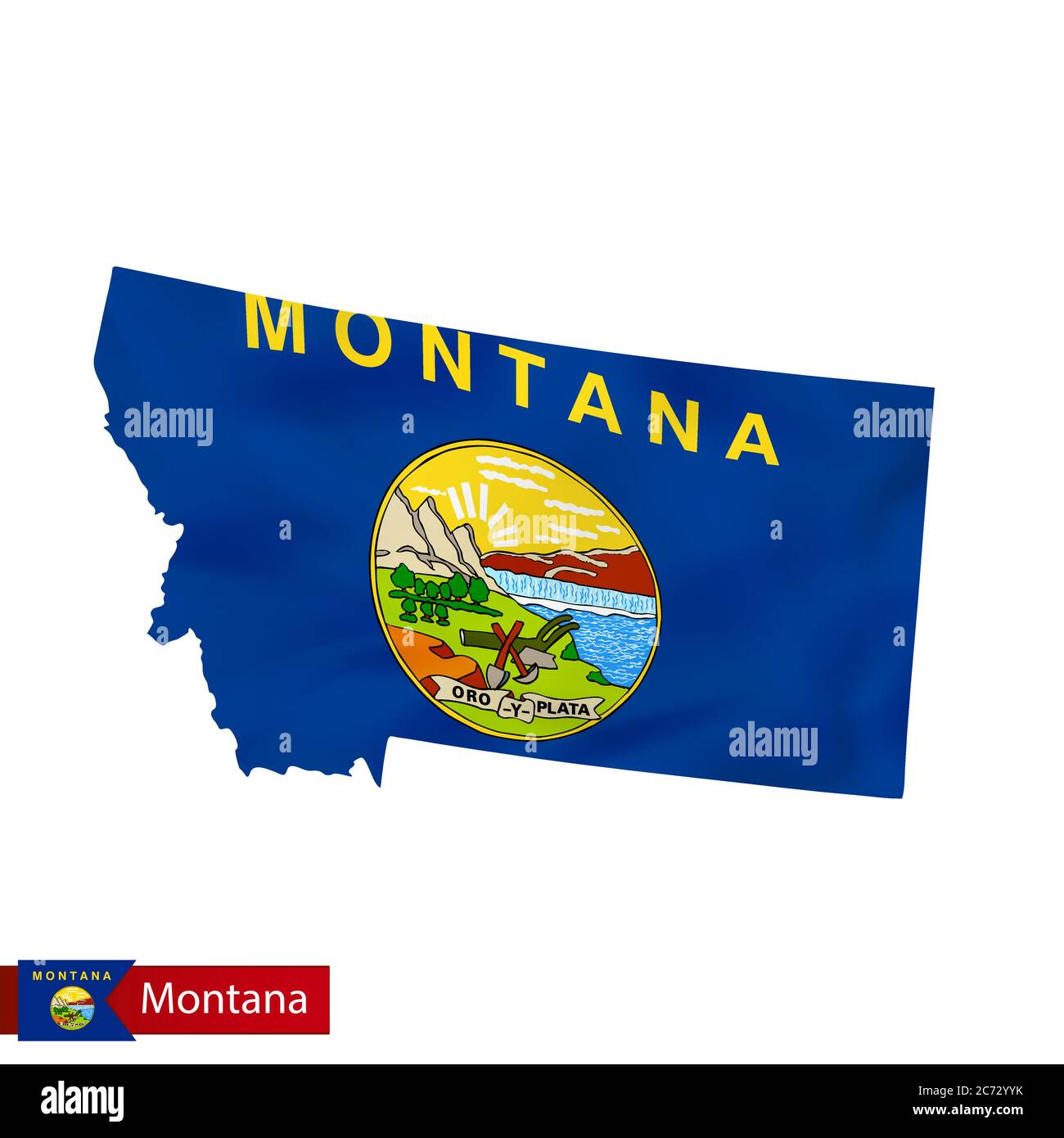 Montana state map with waving flag of US State. Vector illustration ...