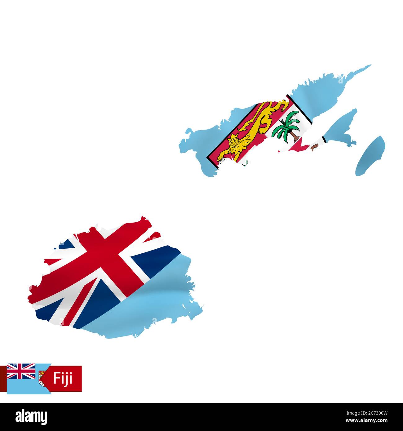 Fiji map with waving flag of country. Vector illustration Stock Vector Image & Art - Alamy